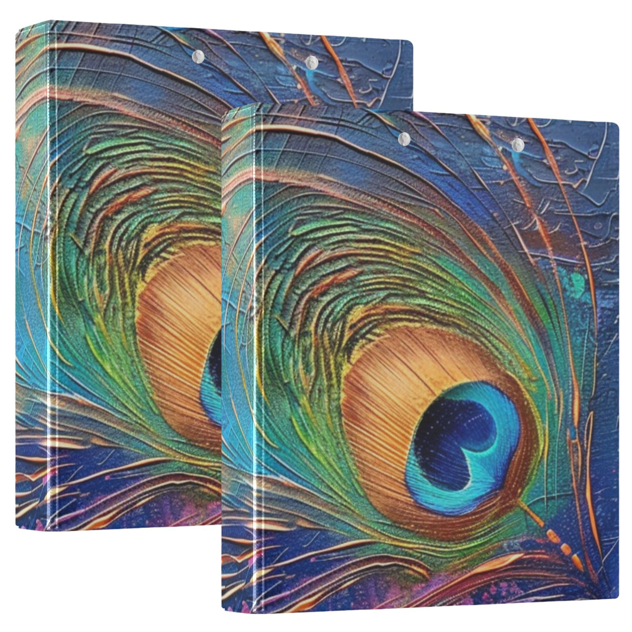 Peacock Feather 3 Ring Binders 1.5 inch Hardcover File Folders with ...