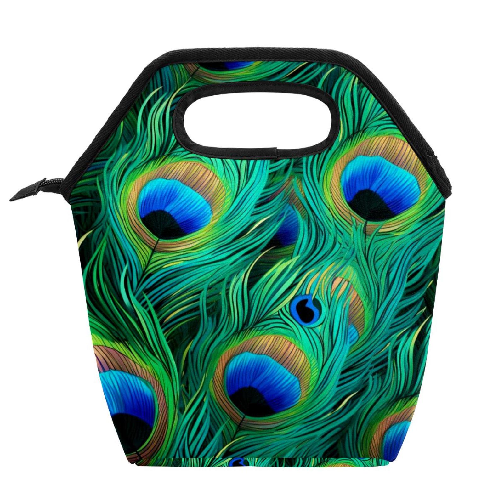 Peacock Feather Birds Large Capacity Lightweight Printed Insulated ...