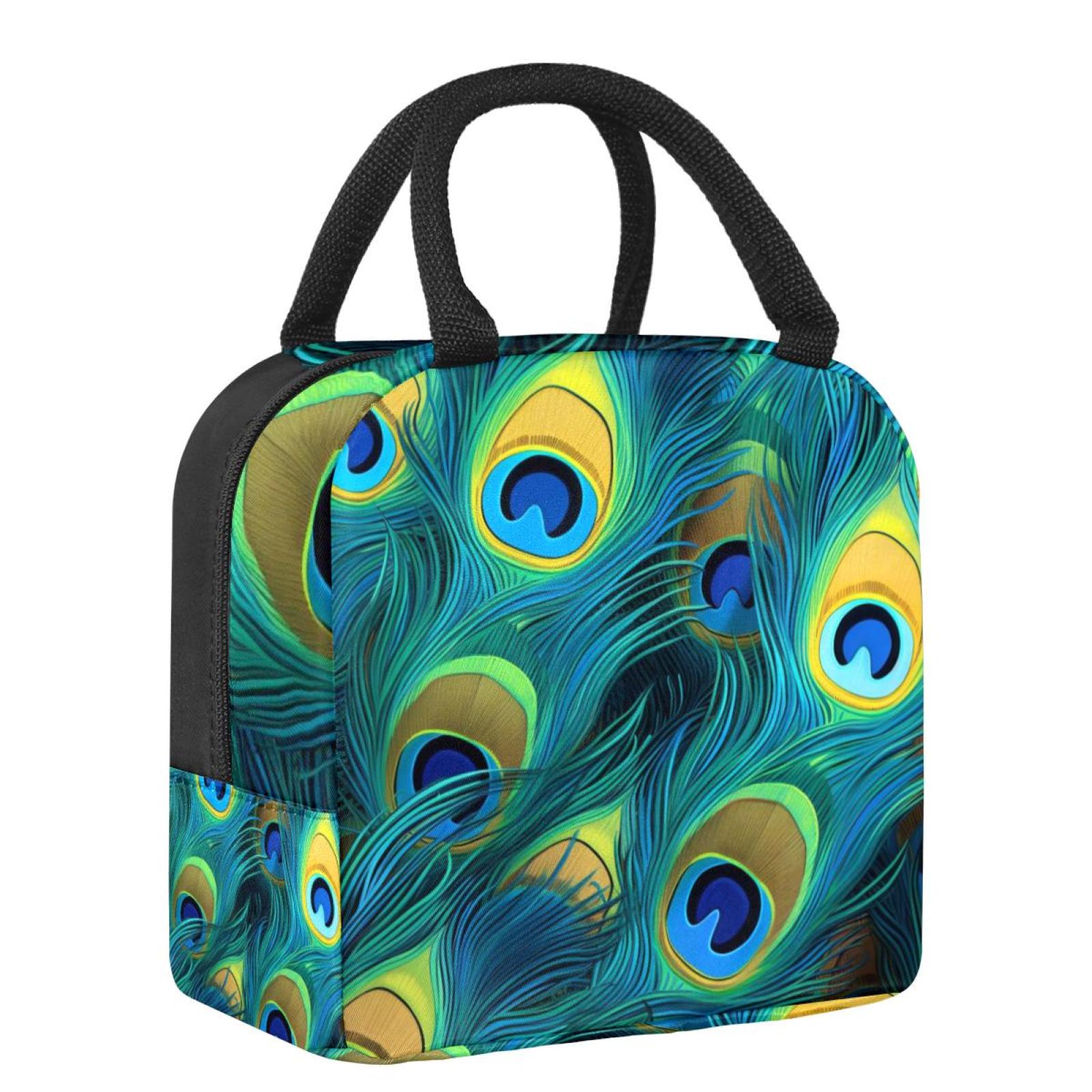 Peacock Feather Birds Lightweight Large Capacity Tote Lunch Bag for Men ...