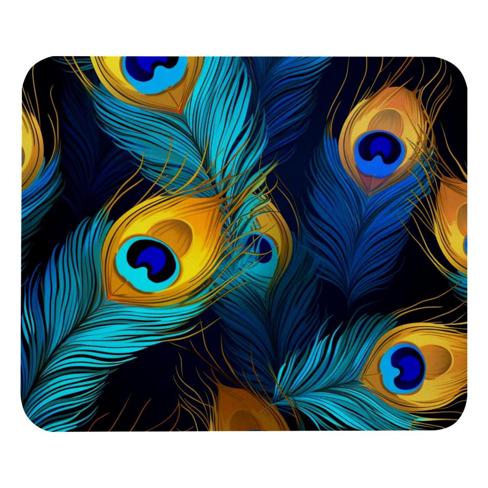 Peacock Feather Birds Non-Slip Rubber Bottom Personalized Custom Square ...