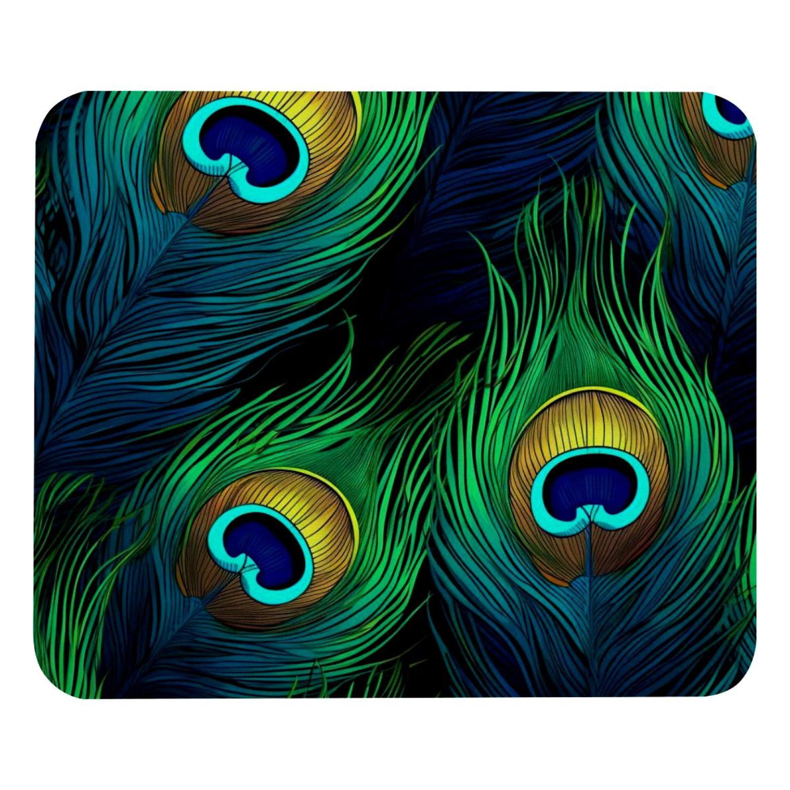 Peacock Feather Birds Non-Slip Rubber Bottom Personalized Custom Square ...