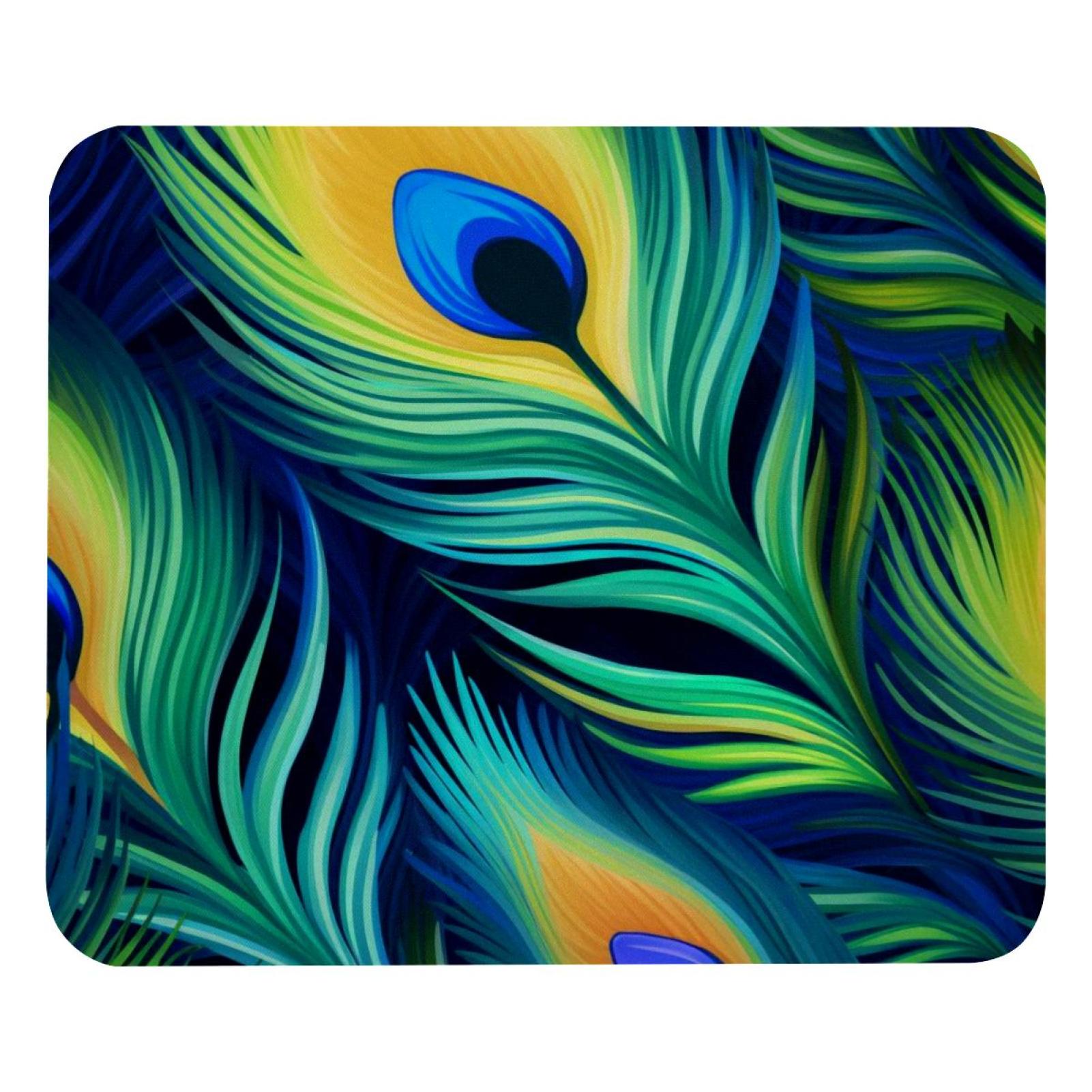 Peacock Feather Birds Non-Slip Rubber Bottom Personalized Custom Square ...
