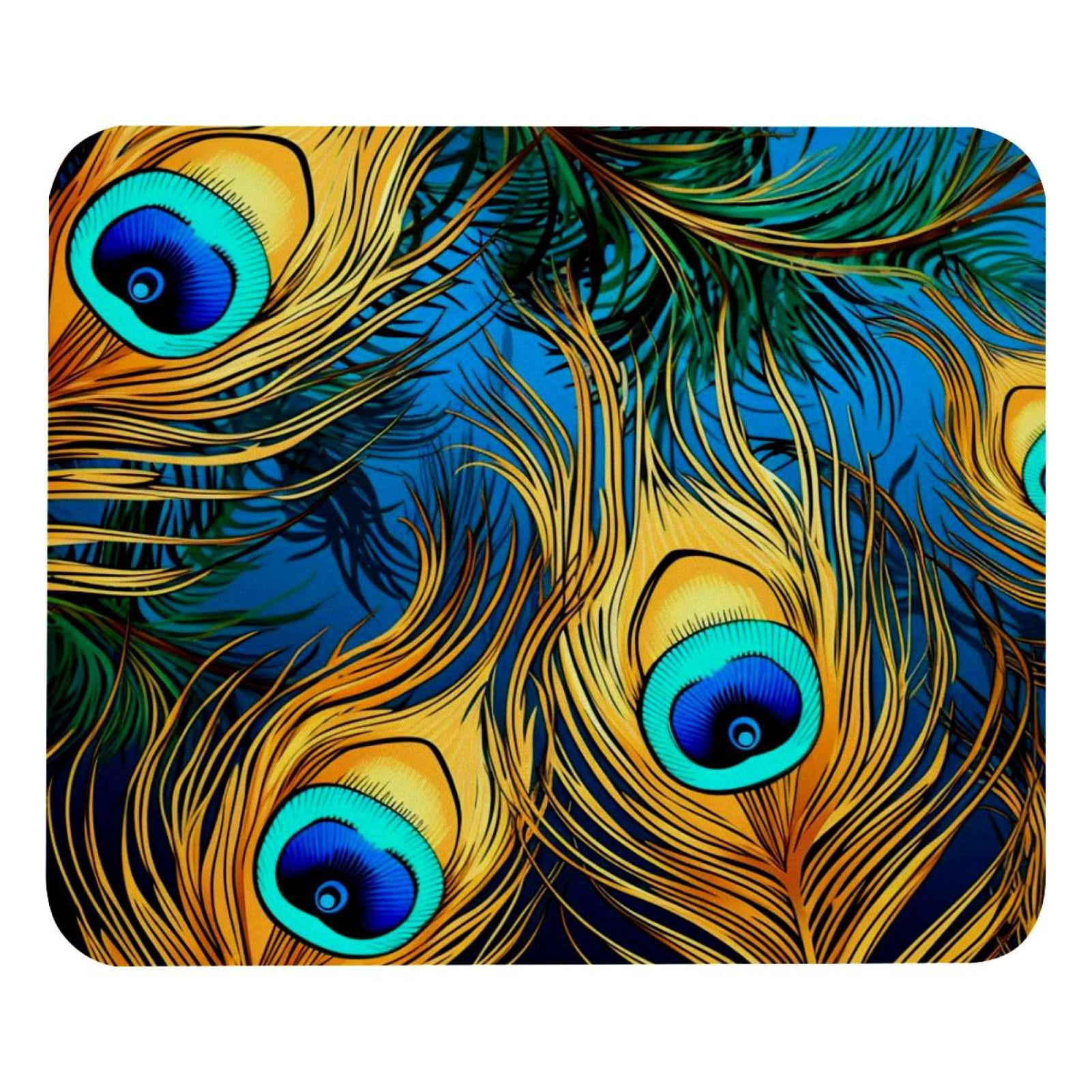 Peacock Feather Birds Non-Slip Rubber Bottom Personalized Custom Square ...