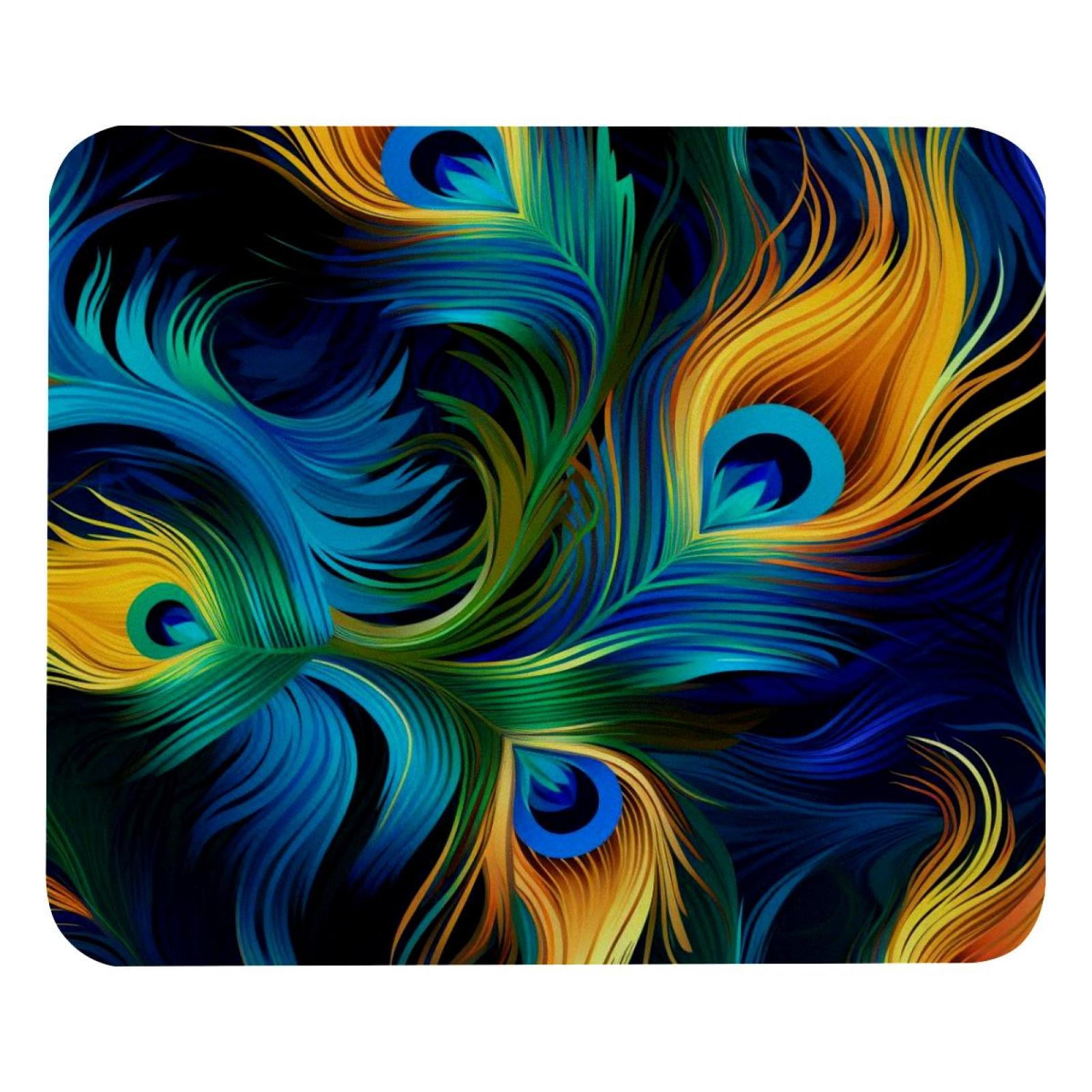 Peacock Feather Birds Non-Slip Rubber Bottom Personalized Custom Square ...
