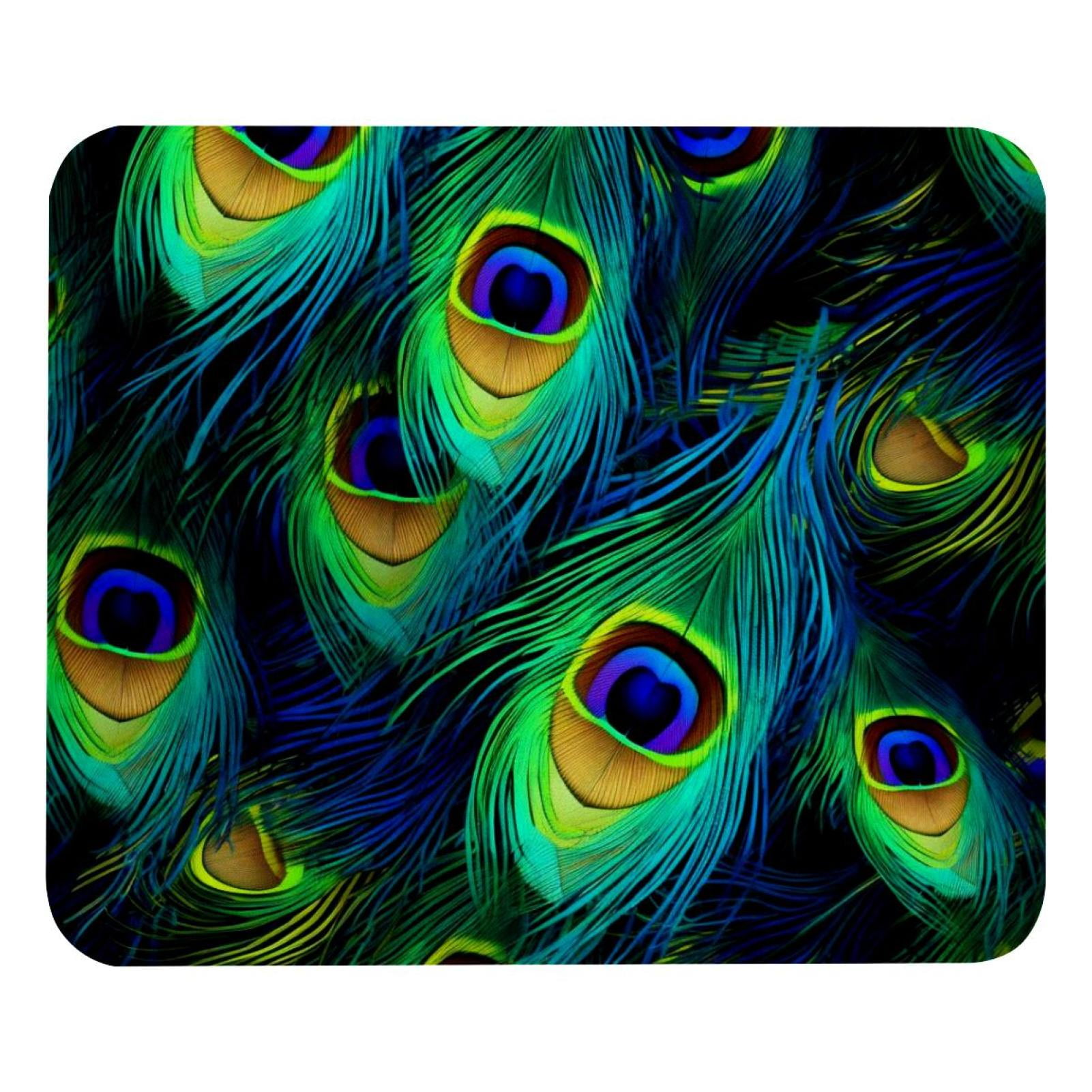 Peacock Feather Birds Non-Slip Rubber Bottom Personalized Custom Square ...
