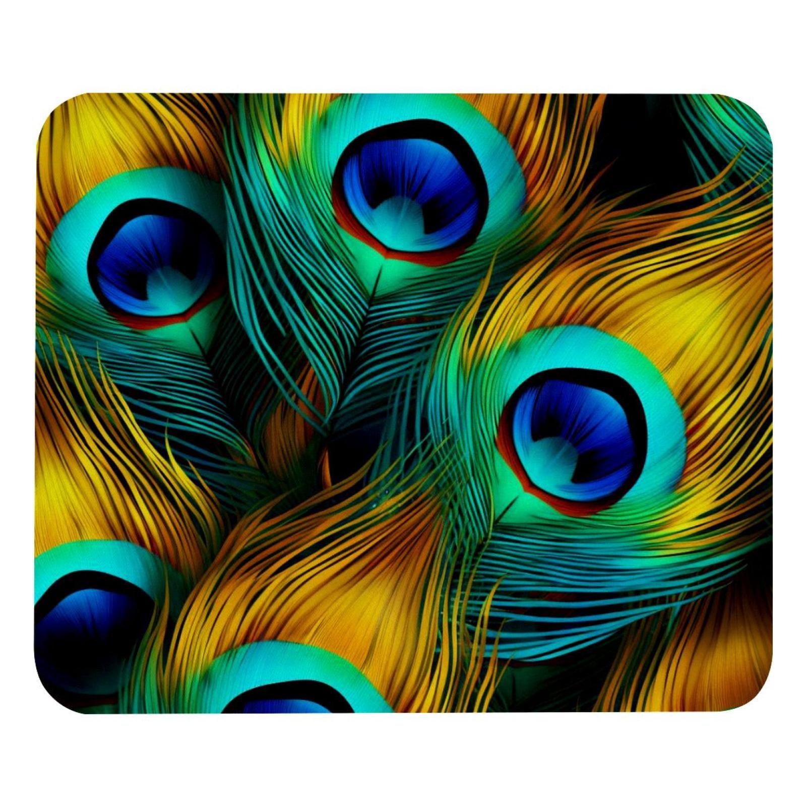 Peacock Feather Birds Non-Slip Rubber Bottom Personalized Custom Square ...