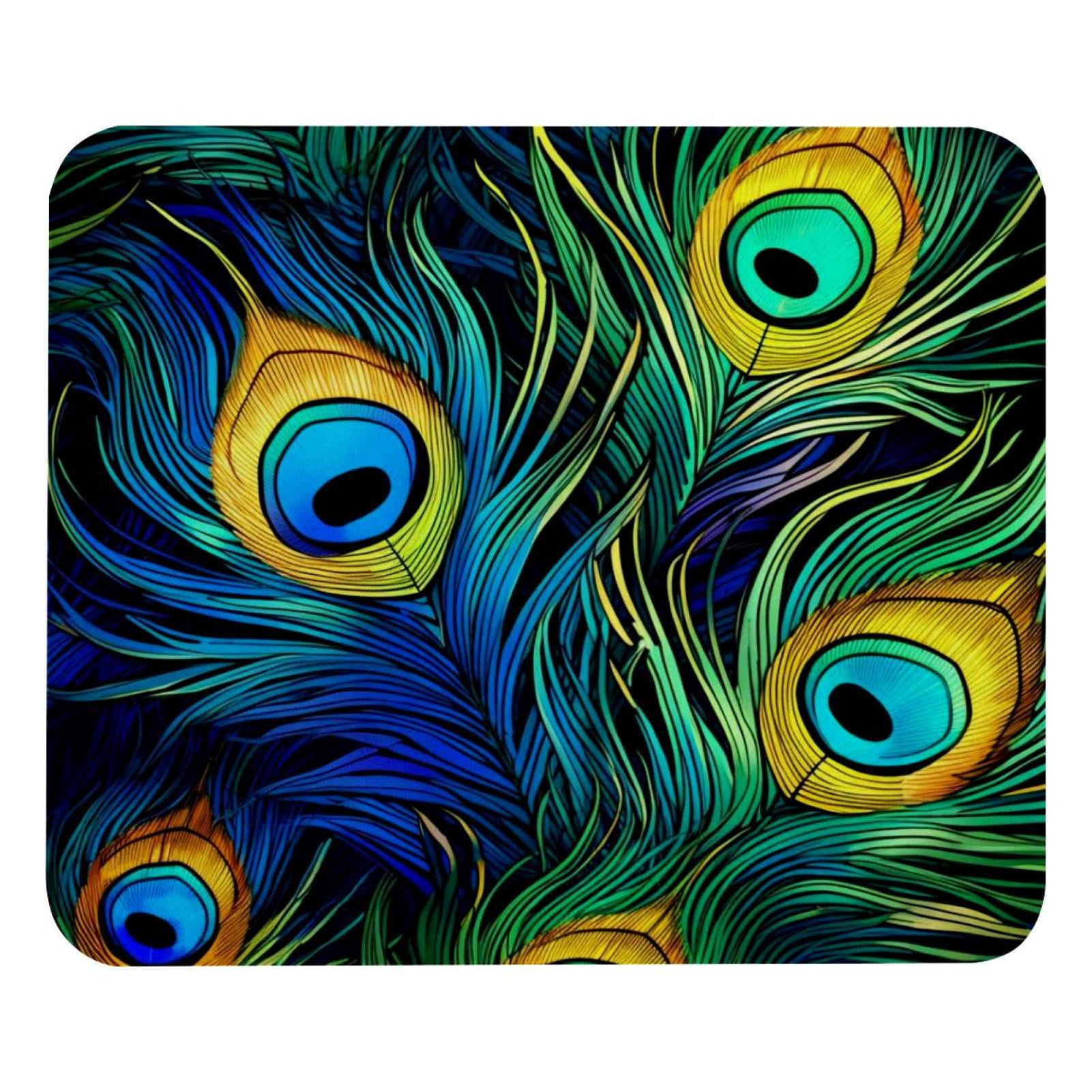 Peacock Feather Birds Non-Slip Rubber Bottom Personalized Custom Square ...