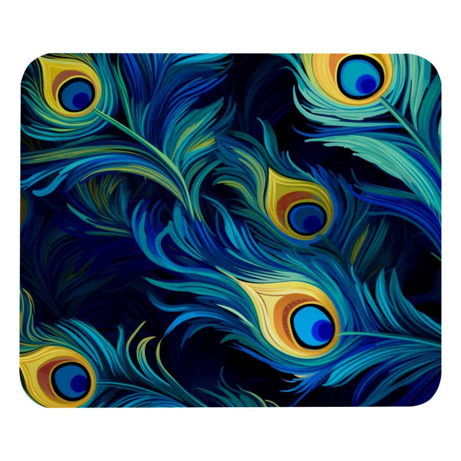 Peacock Feather Birds Non-Slip Rubber Bottom Personalized Custom Square ...