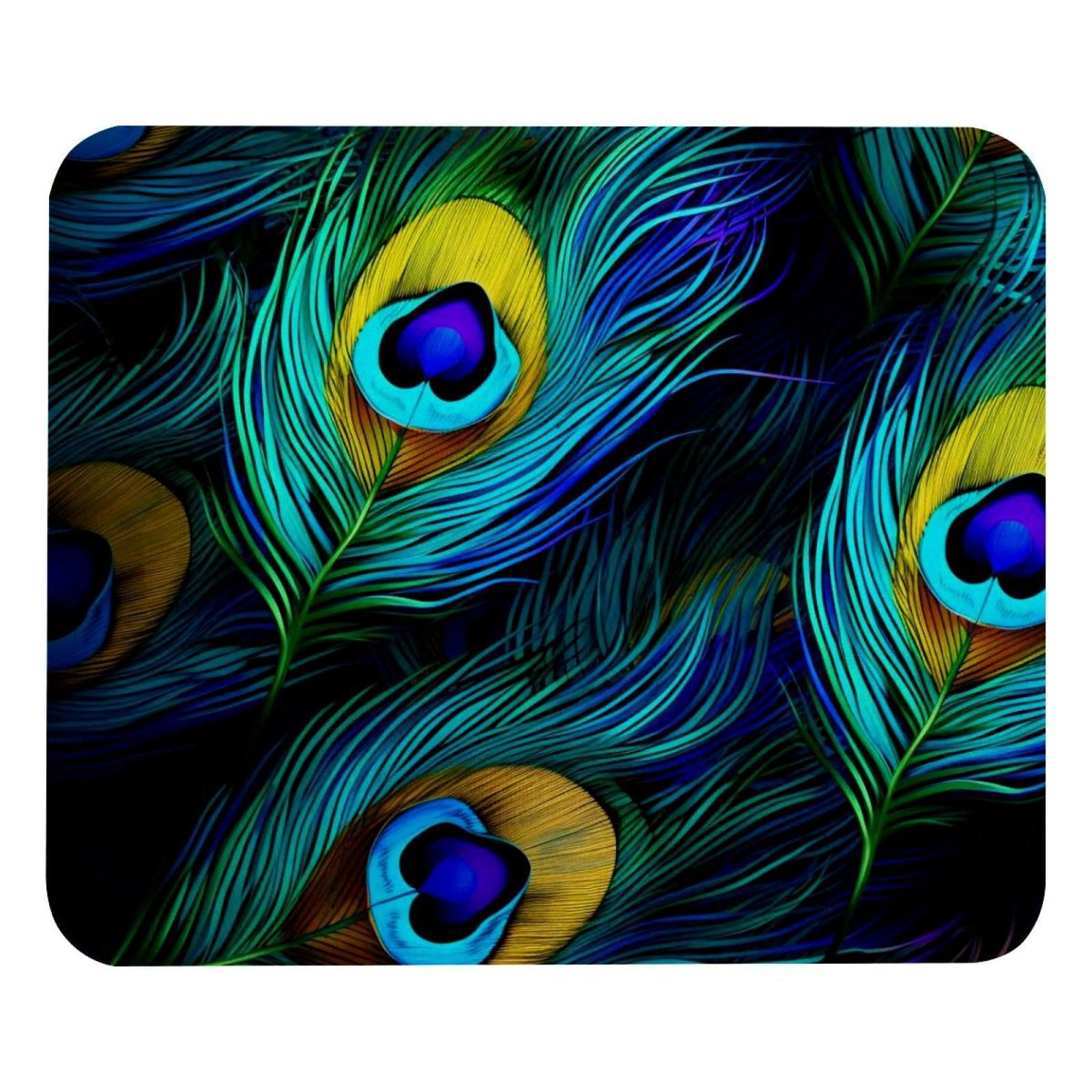 Peacock Feather Birds Non-Slip Rubber Bottom Personalized Custom Square ...