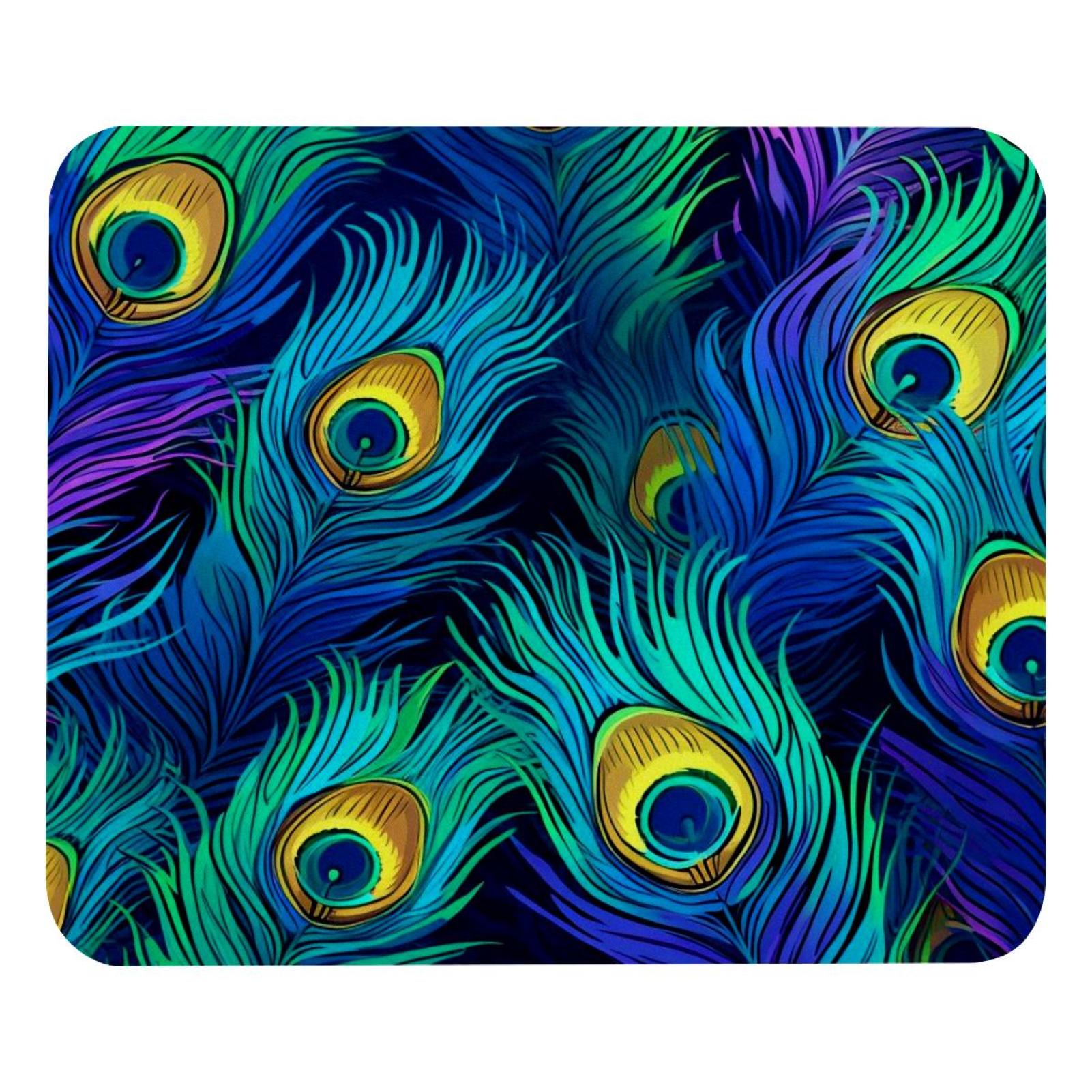 Peacock Feather Birds Non-Slip Rubber Bottom Personalized Custom Square ...