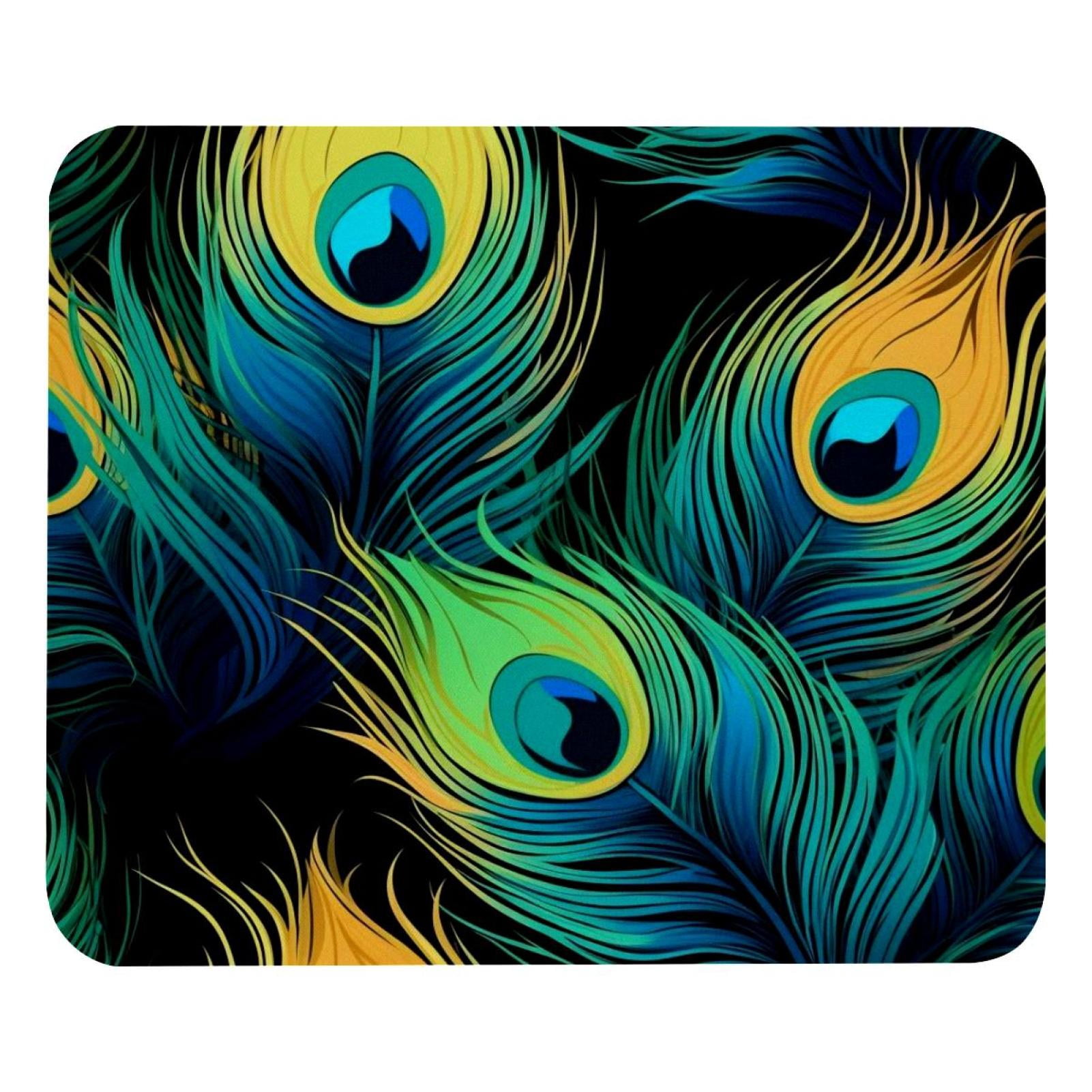 Peacock Feather Birds Pattern Mousepad Square Thickness 2mm Desk Mat ...