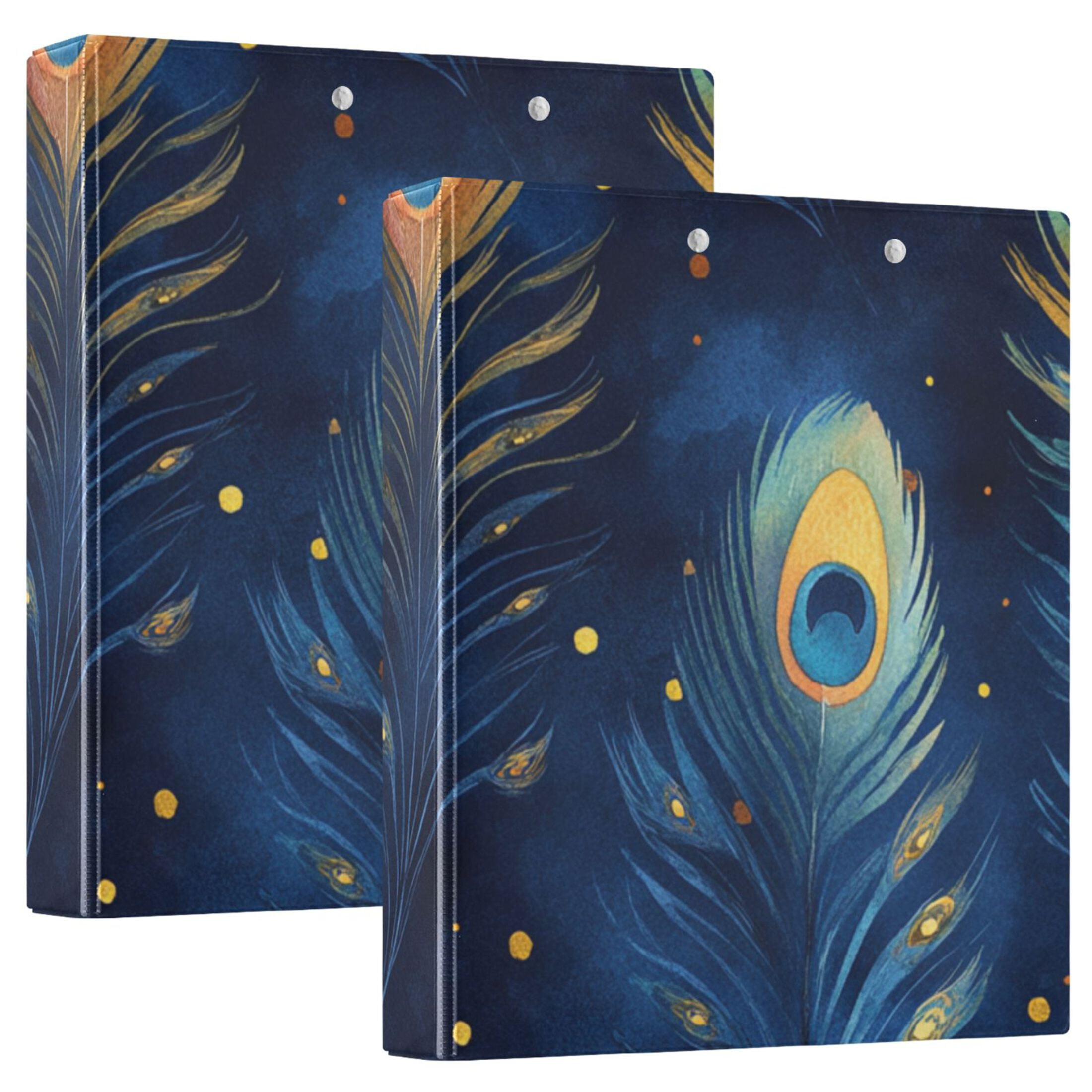 Peacock Feather Blue 3 Ring Binders 1.5 inch Hardcover File Folders ...