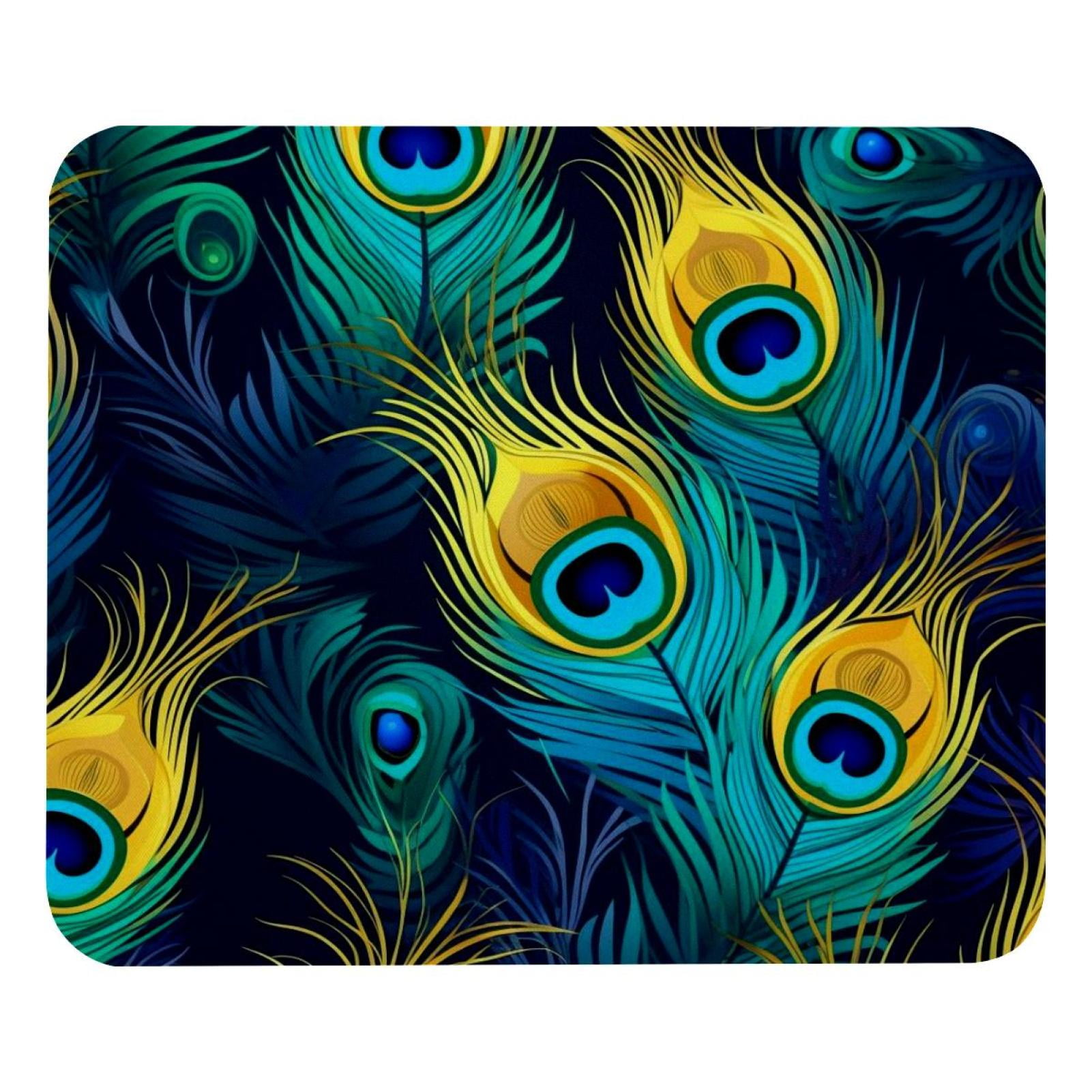 Peacock Feather Computer Mouse Pad,Rubber Mouse Mat for Gaming, Office ...