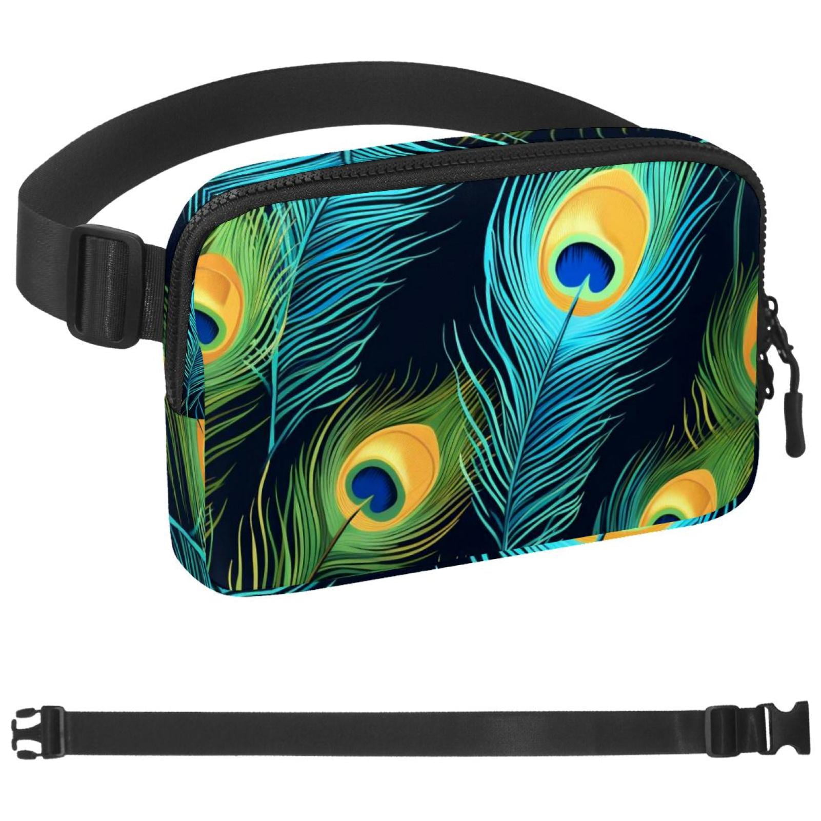 Peacock Feather Crossbody Fanny Pack, Gifts for Enjoy Sports Festival ...