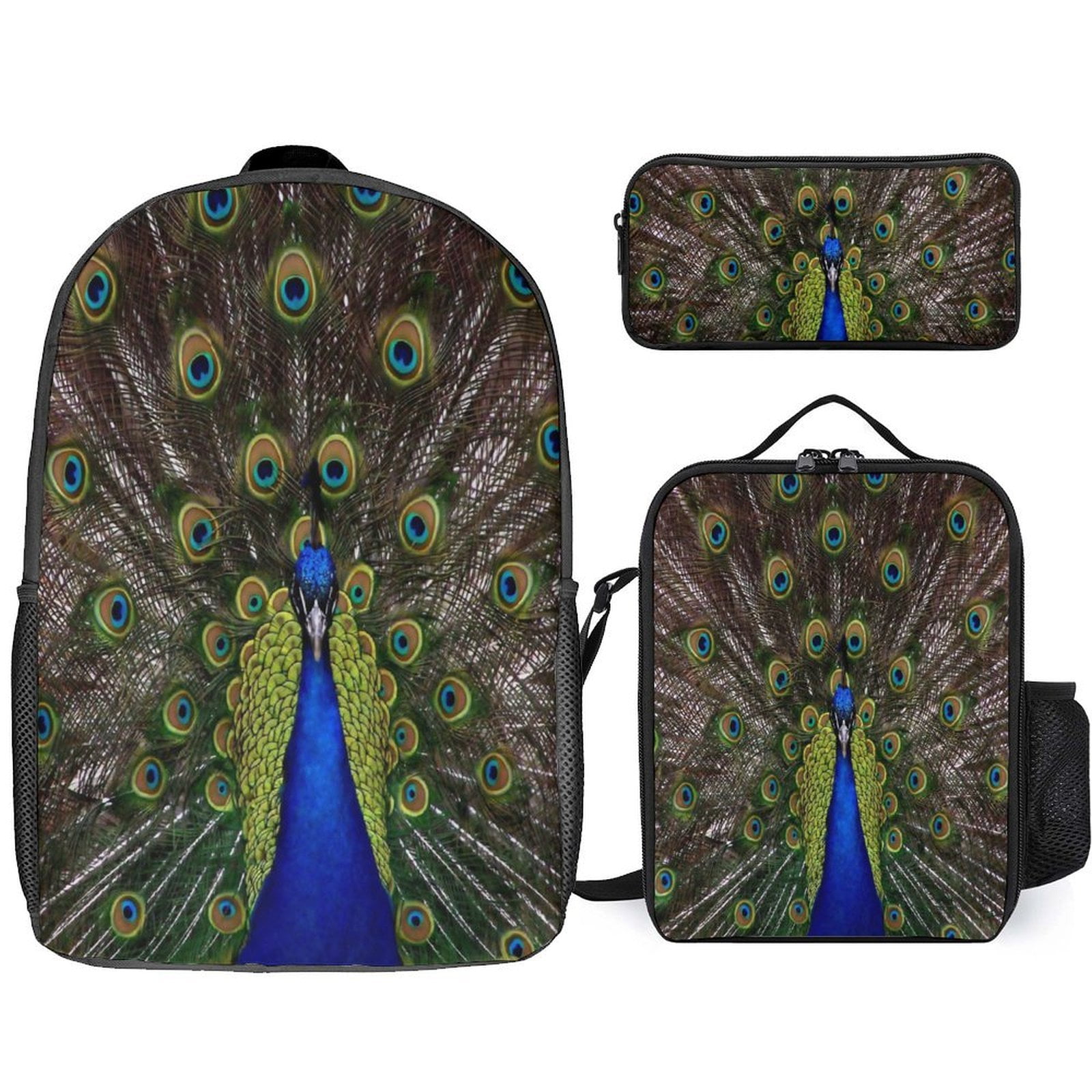 Peacock Feather Display 3D Printed 3pcs/Set Bags Laptop Daypack ...