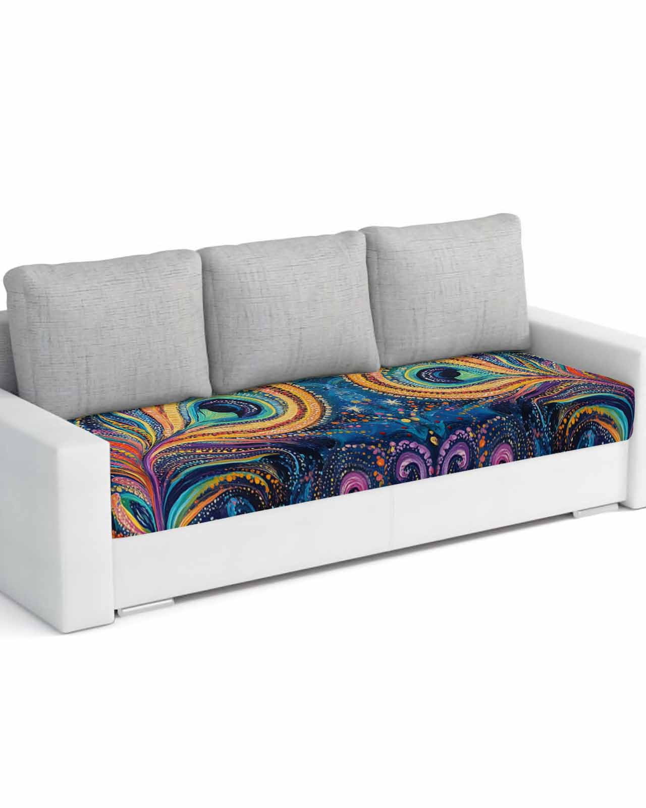Peacock Feather Eye Sofa Couch Cushion Covers Washable, Removable ...