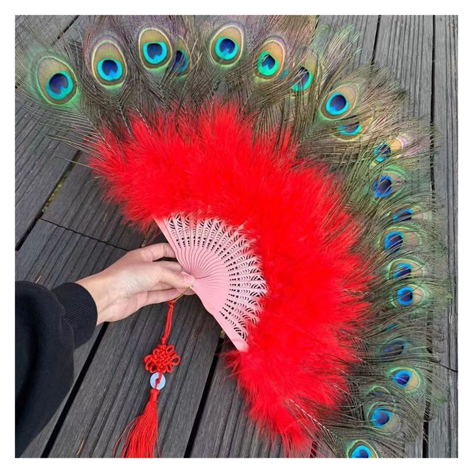 Peacock Feather Fan Performance Feather Folding Fan Gothic Dance Hand ...