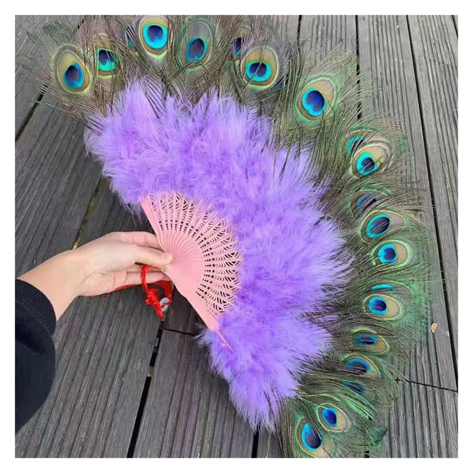 Peacock Feather Fan Performance Feather Folding Fan Gothic Dance Hand ...