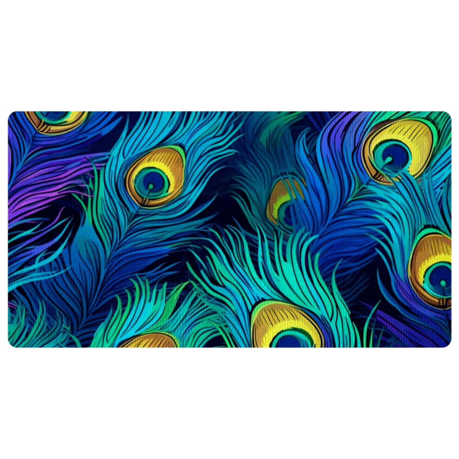 Peacock Feather Kitchen Rug, Absorbent Runner Mat for Floor, Washable ...
