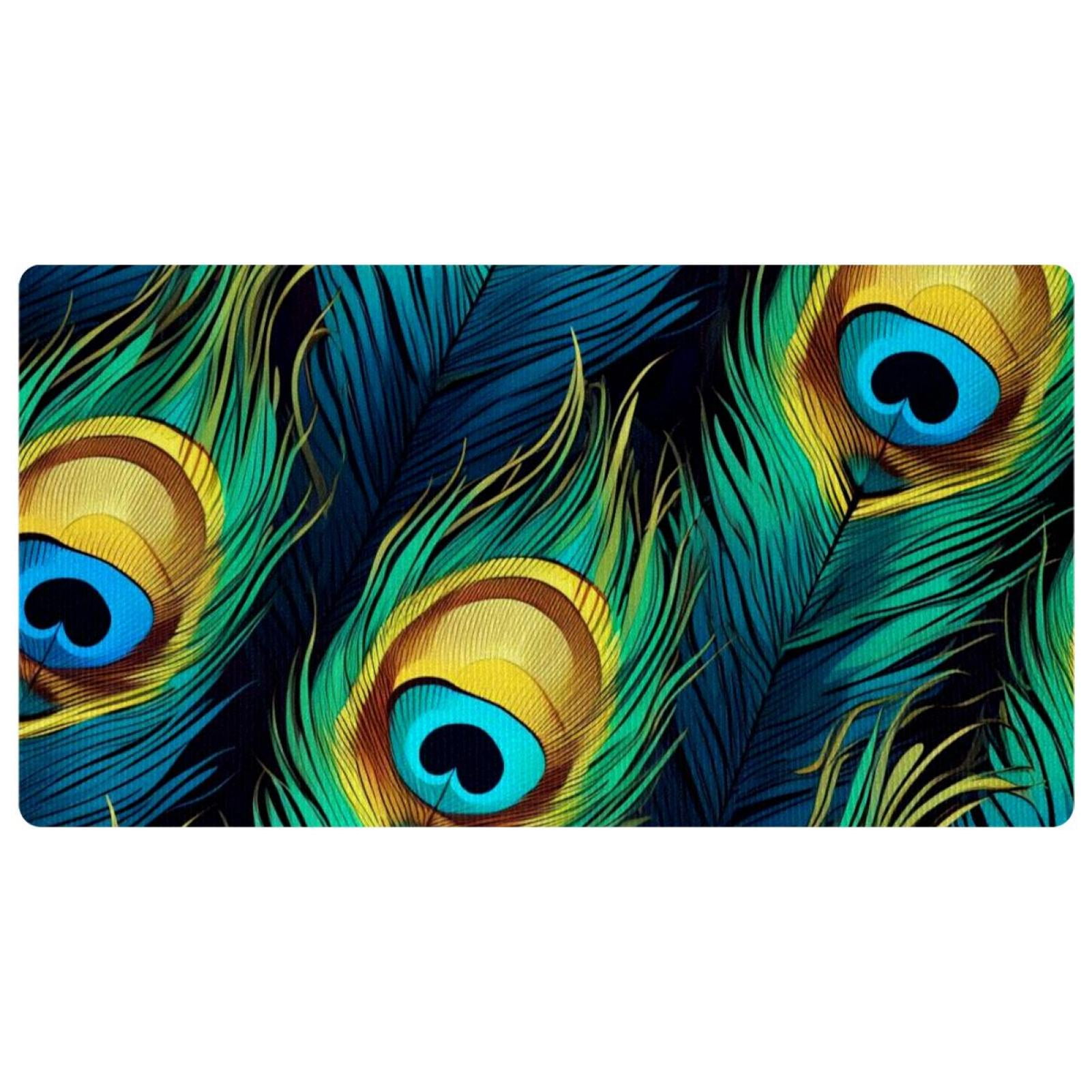 Peacock Feather Kitchen Rugs Non Skid Kitchen Mats for Floor Cushioned ...