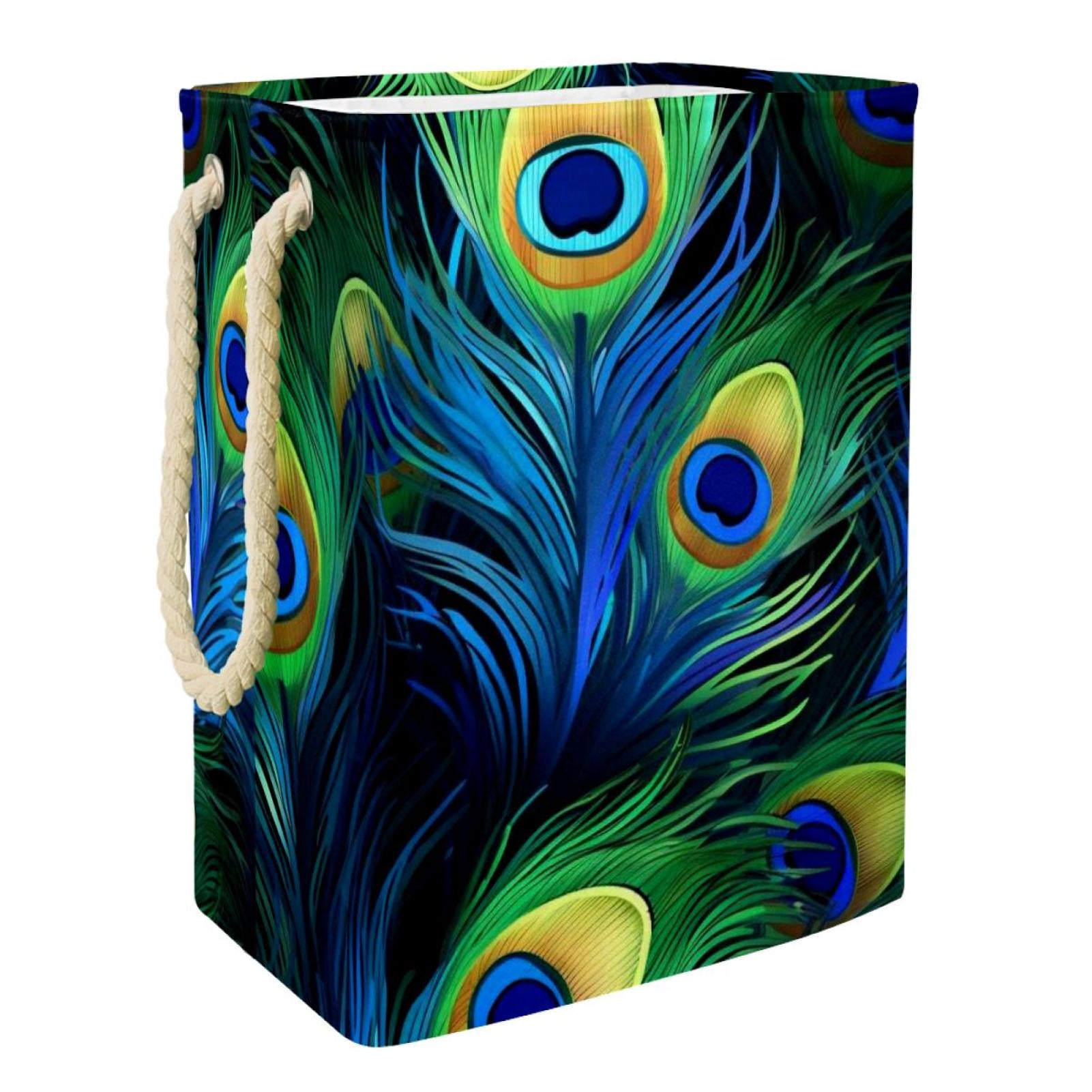 Peacock Feather Laundry Hamper, Collapsible Laundry Baskets Firm ...