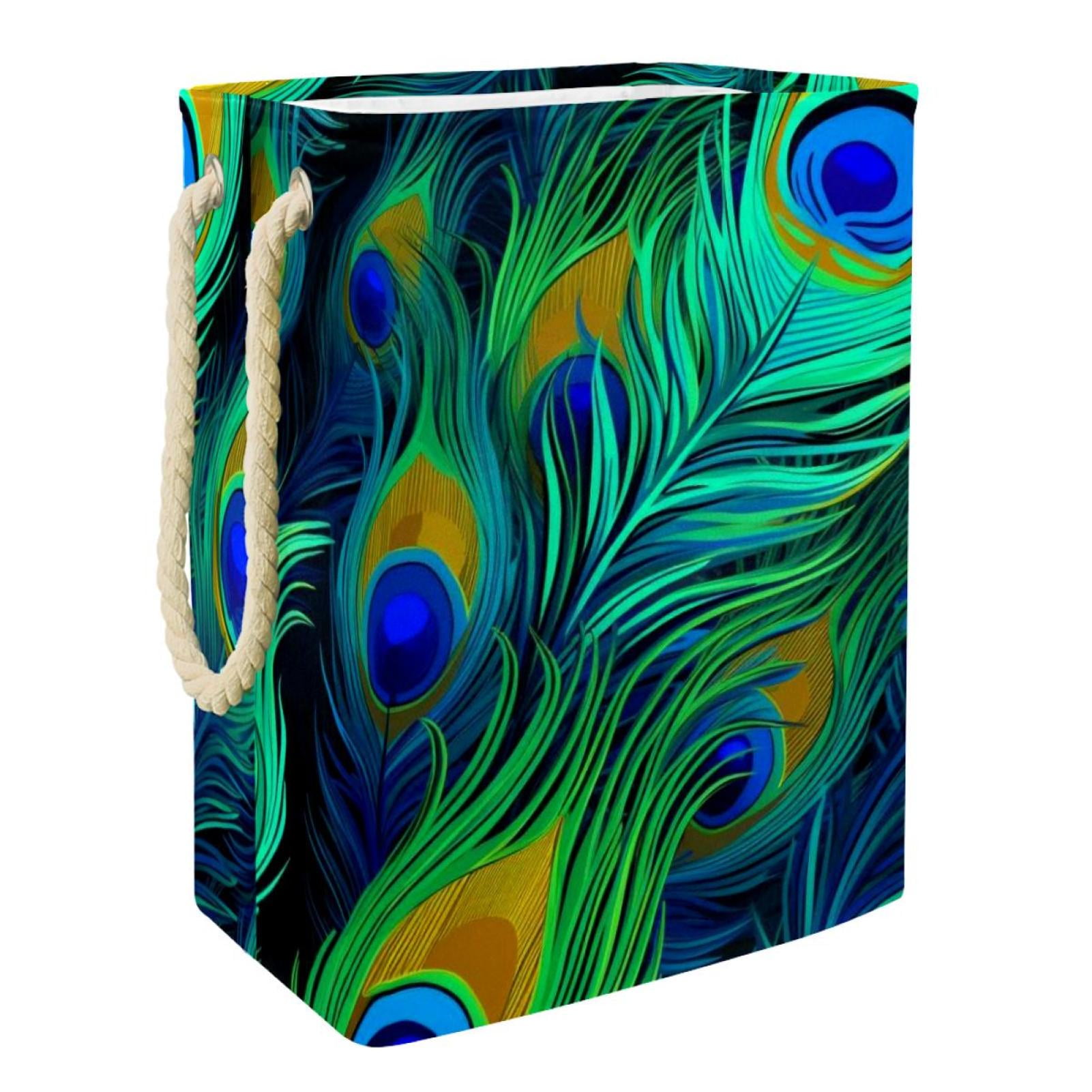 Peacock Feather Laundry Hamper, Collapsible Laundry Baskets Firm ...