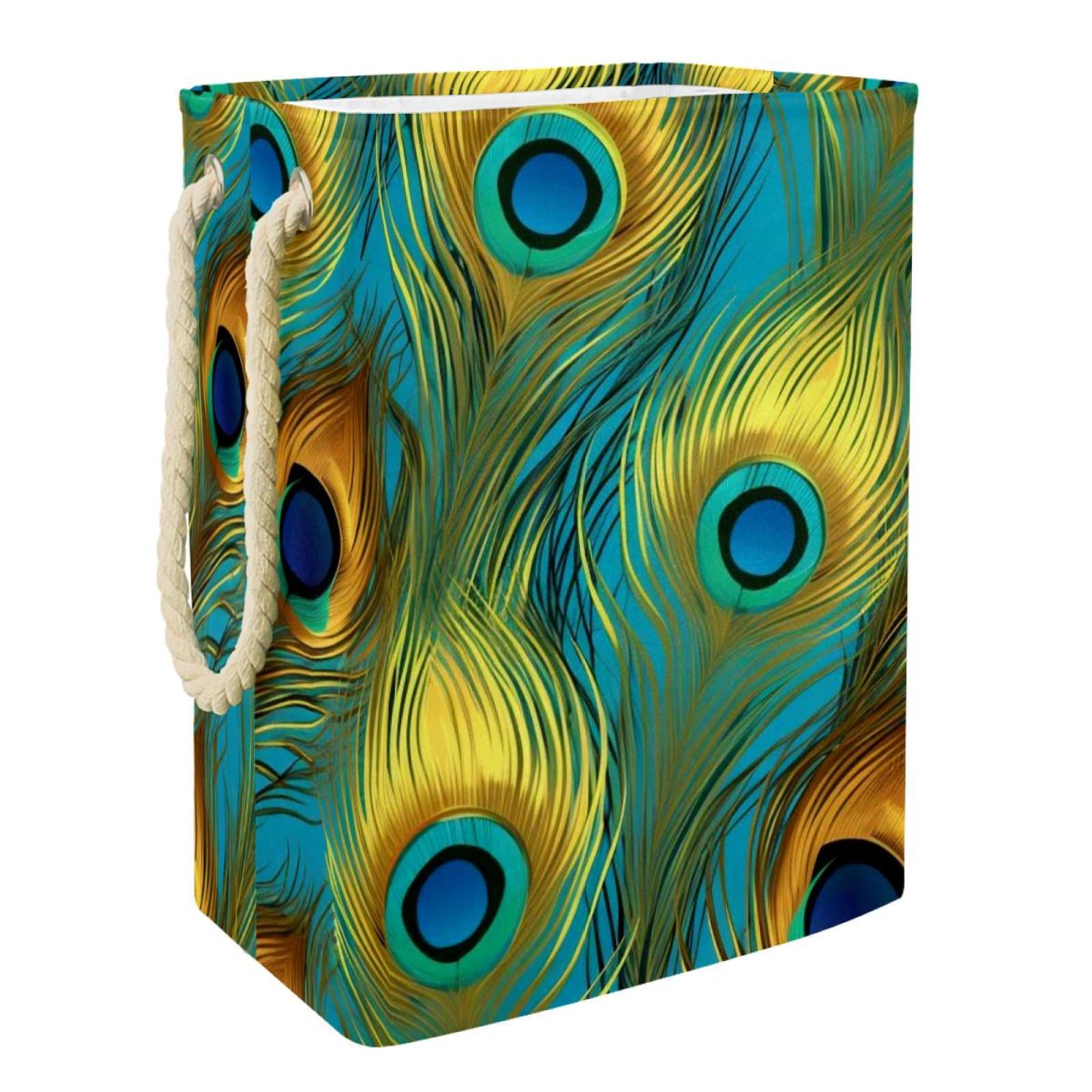 Peacock Feather Laundry Hamper, Collapsible Laundry Baskets Firm ...