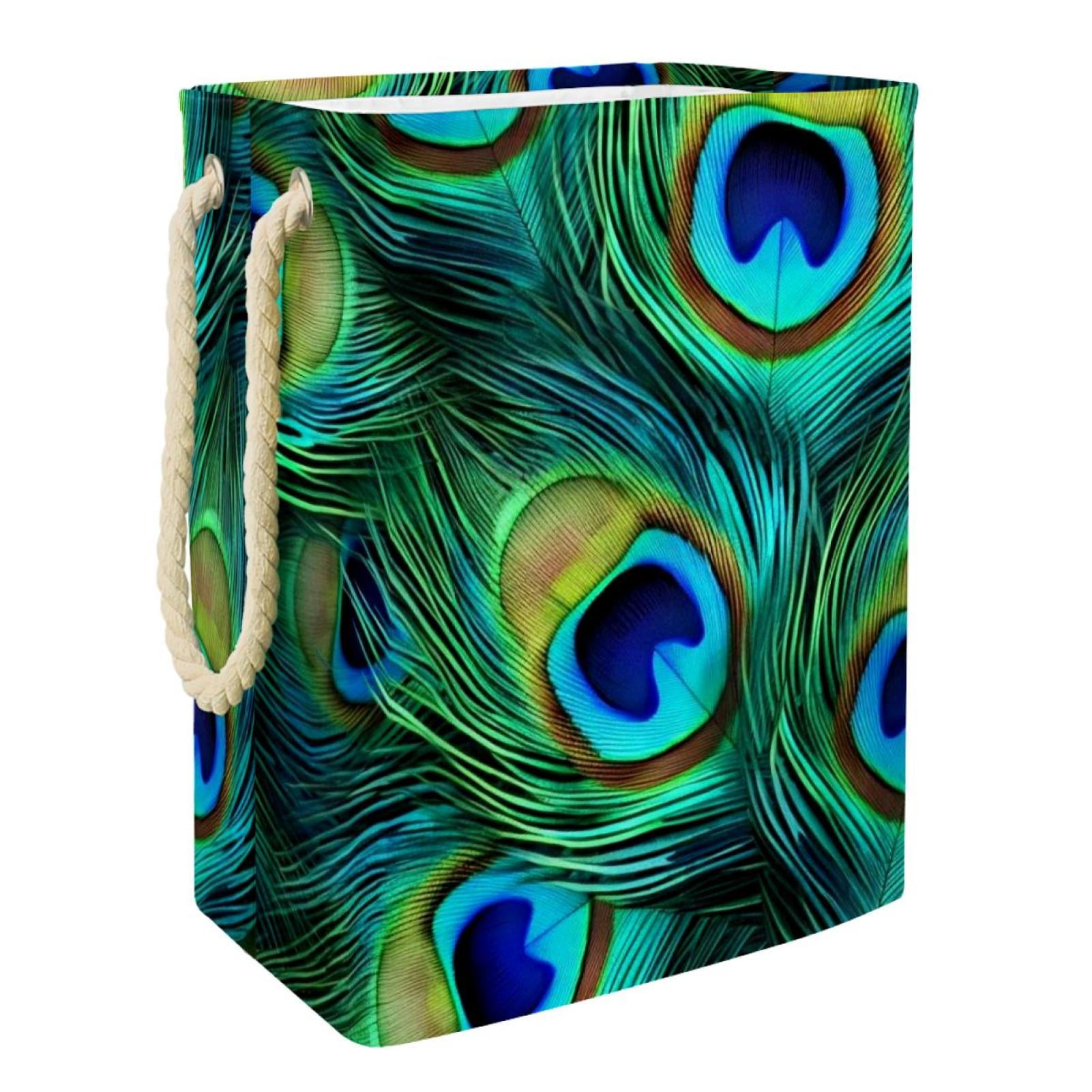 Peacock Feather Laundry Hamper, Collapsible Laundry Baskets Firm ...