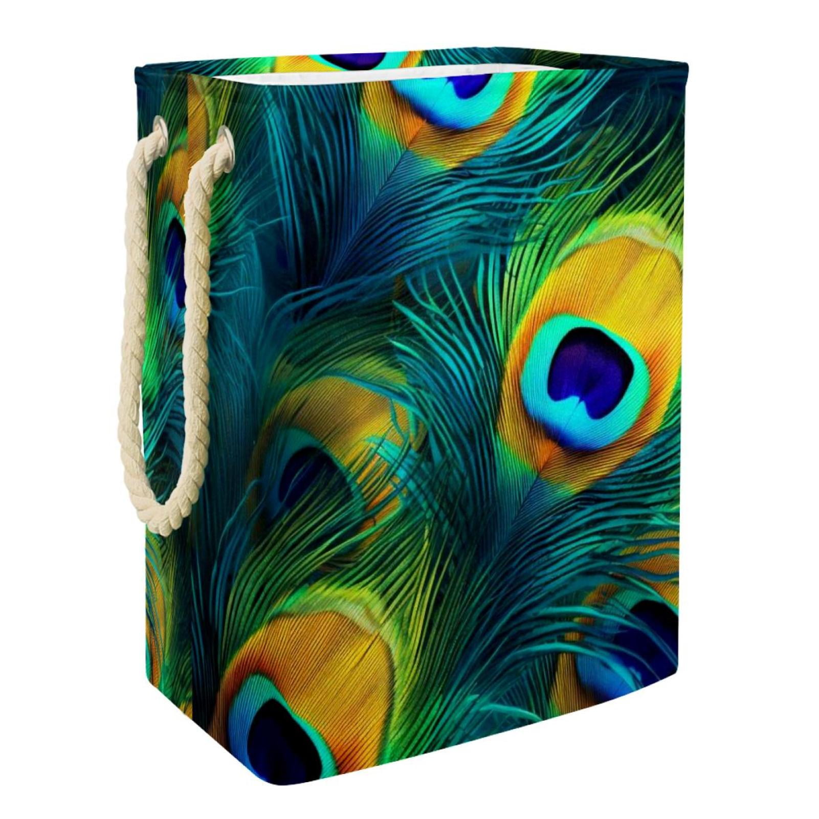 Peacock Feather Laundry Hamper, Collapsible Laundry Baskets Firm ...
