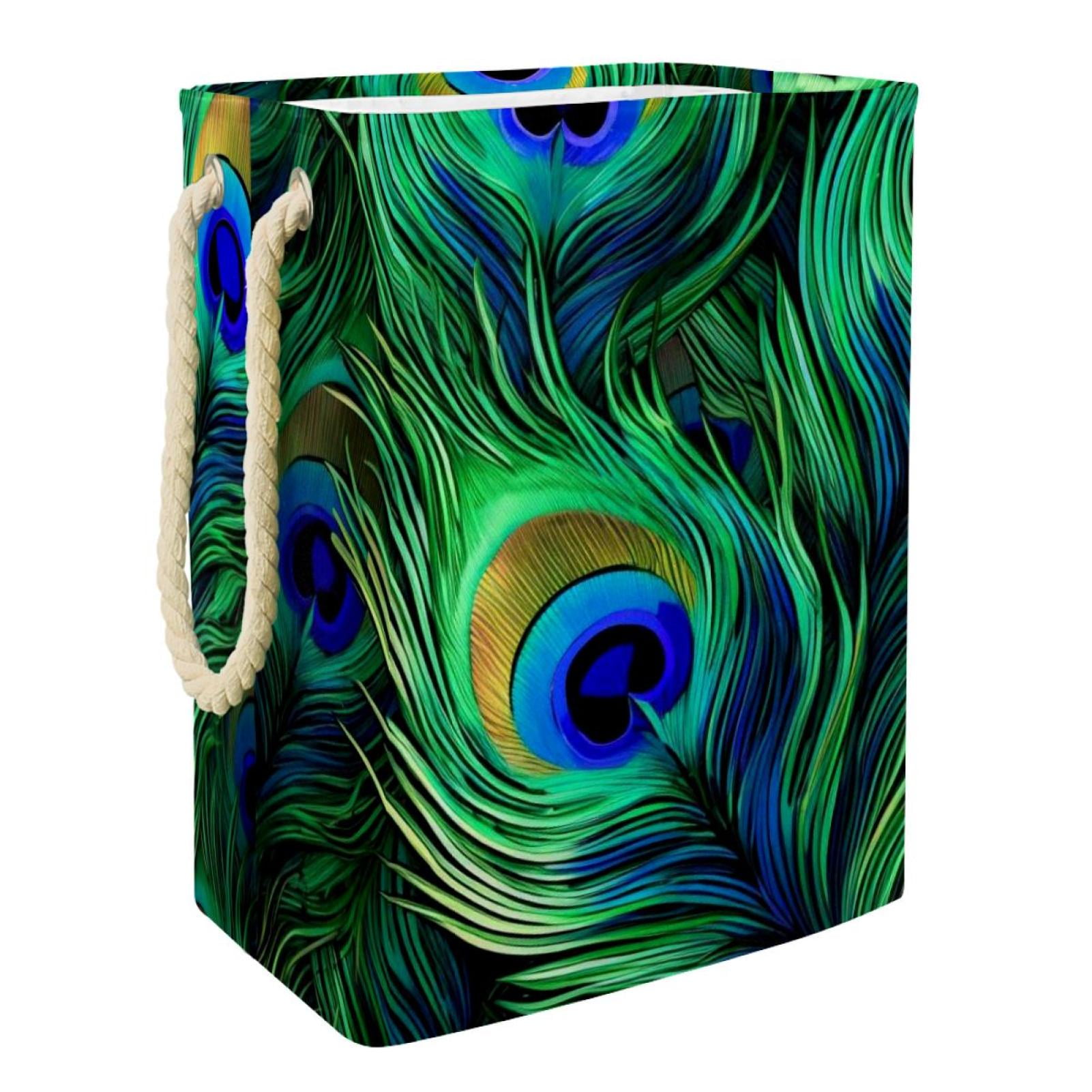 Peacock Feather Laundry Hamper, Collapsible Laundry Baskets Firm ...