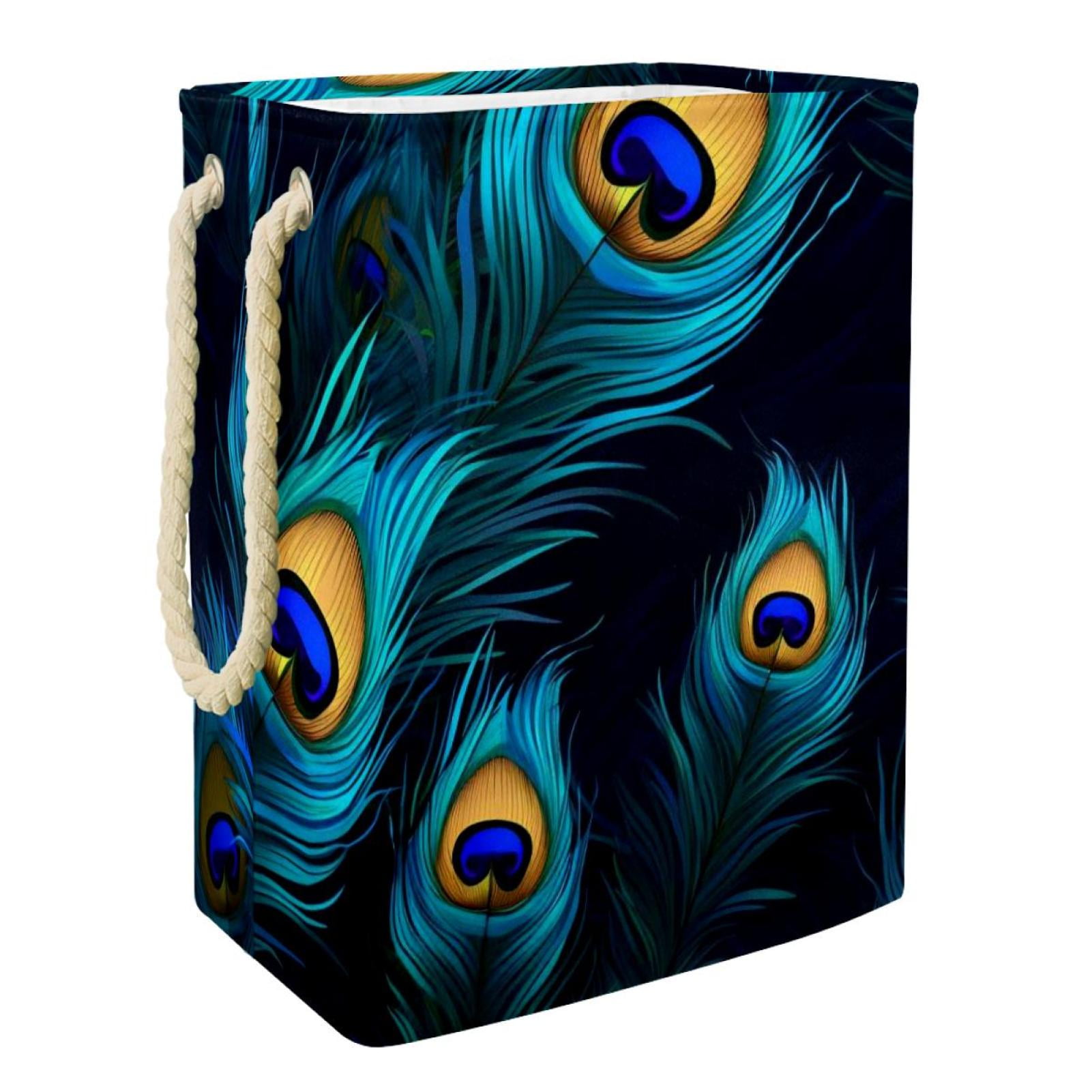 Peacock Feather Laundry Hamper, Collapsible Laundry Baskets Firm ...