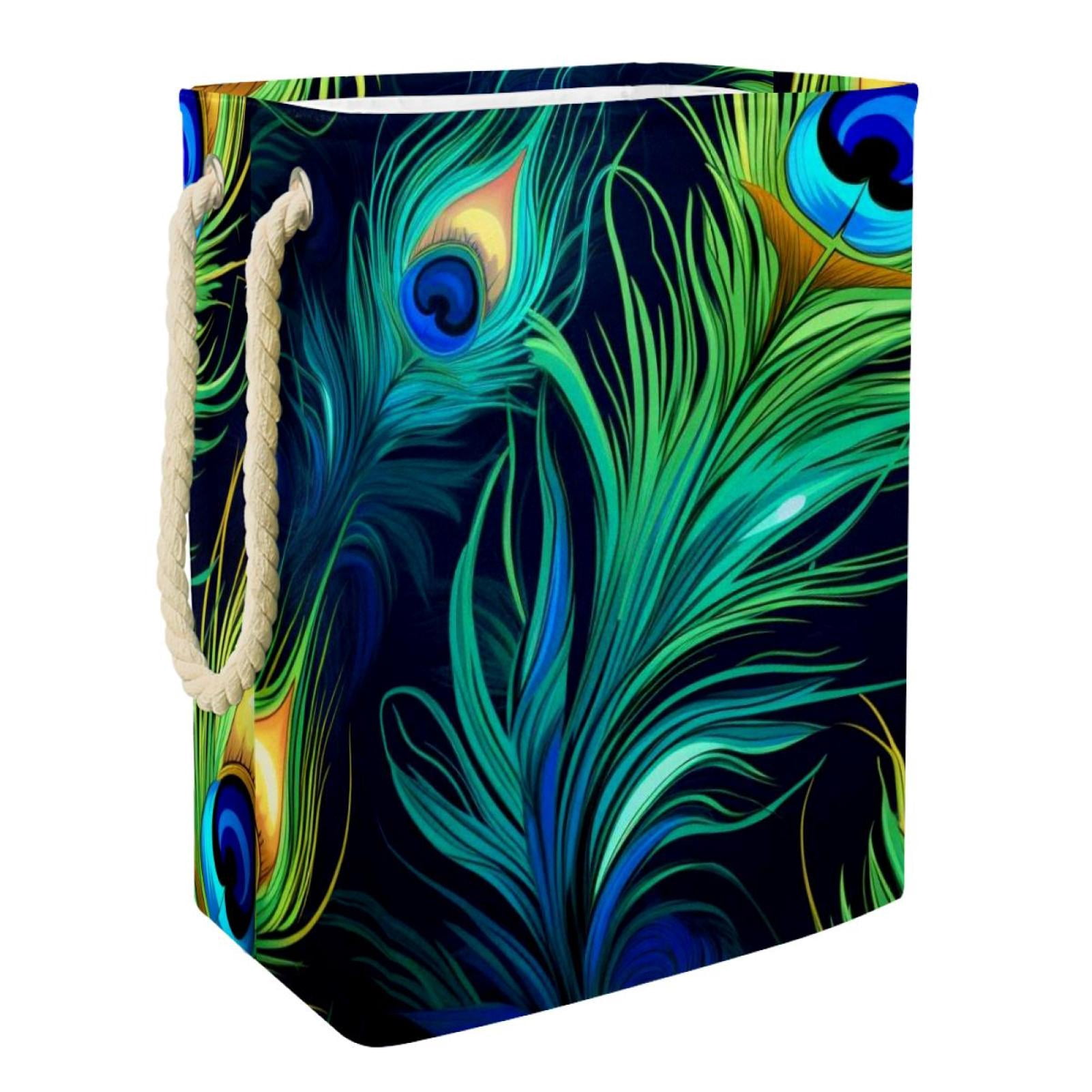 Peacock Feather Laundry Hamper, Collapsible Laundry Baskets Firm ...