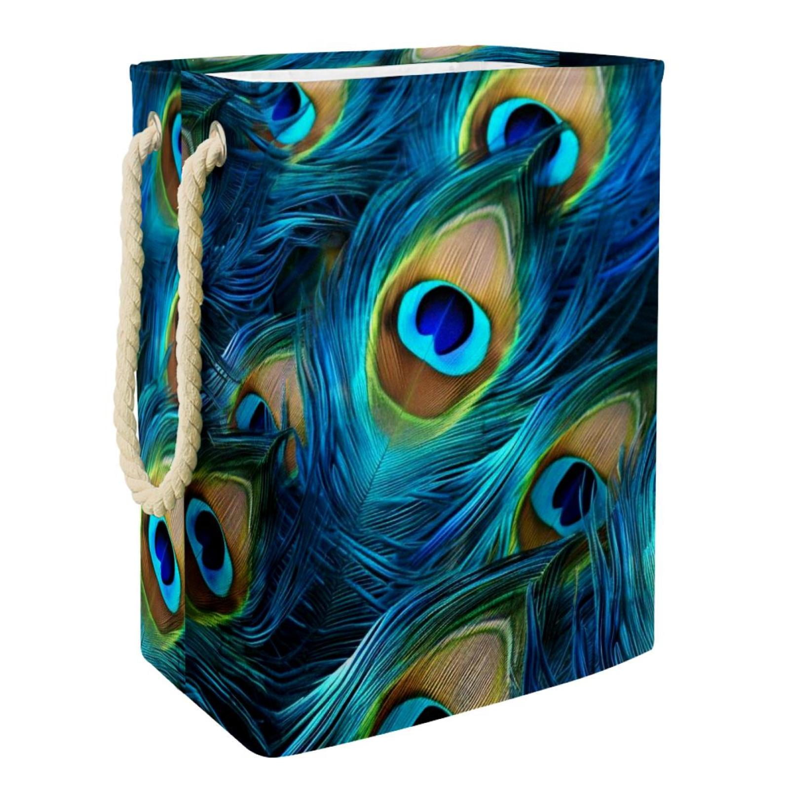 Peacock Feather Laundry Hamper, Collapsible Laundry Baskets Firm ...