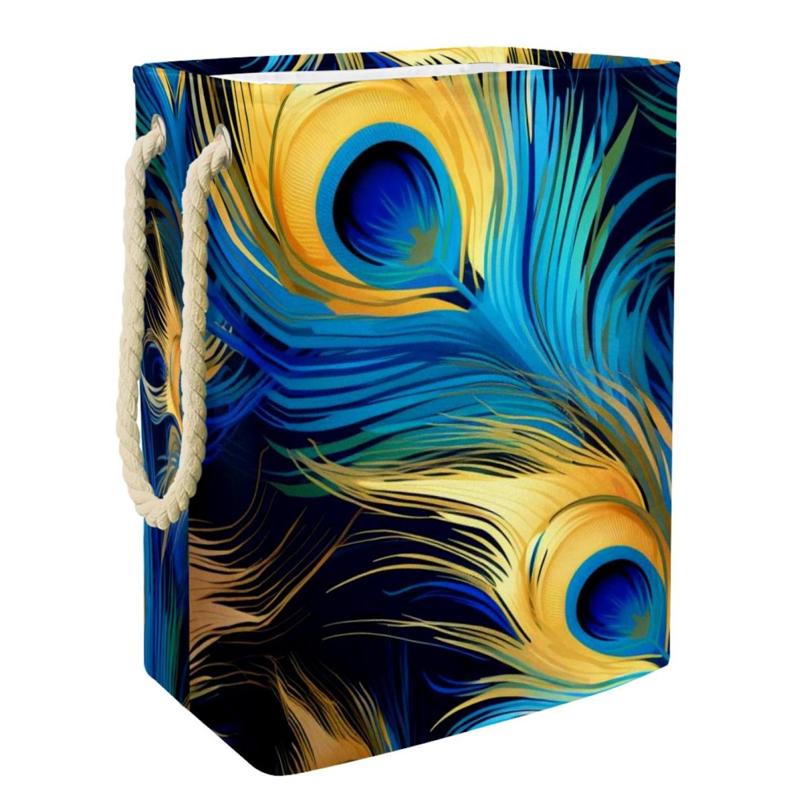 Peacock Feather Laundry Hamper, Collapsible Laundry Baskets Firm ...