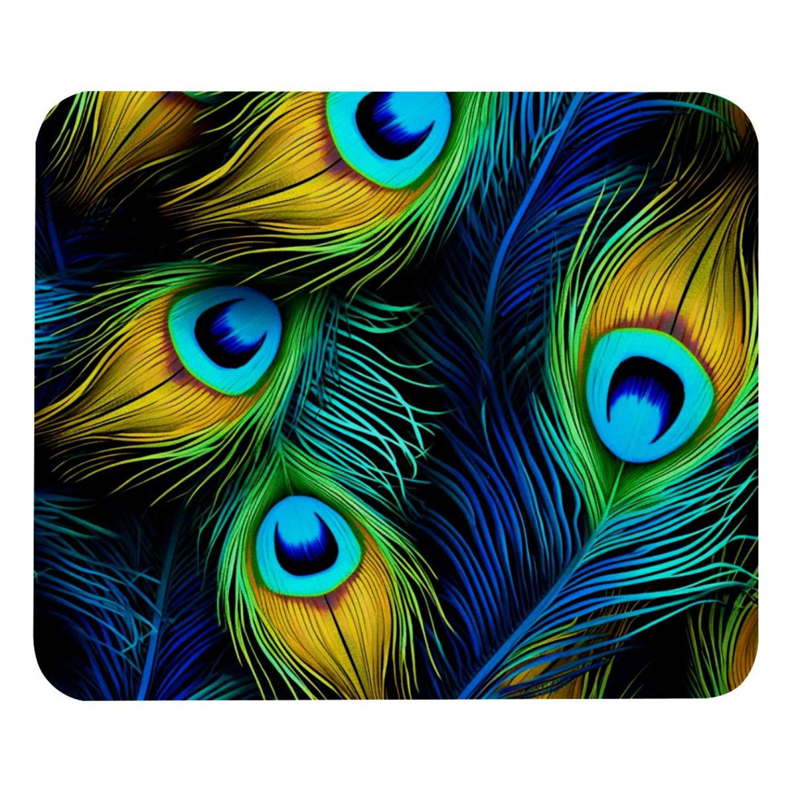 Peacock Feather Mouse Pad, Rubber Base Computer Mouse Pads for Wireless ...