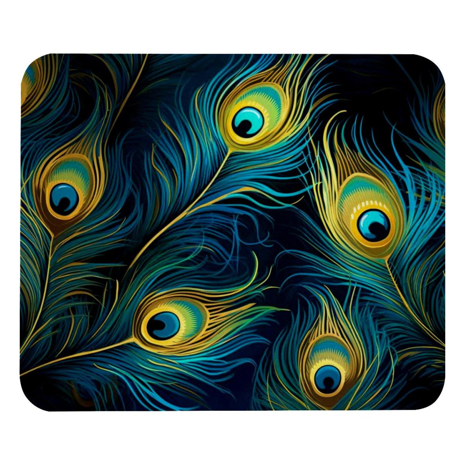 Peacock Feather Mouse Pad, Rubber Base Computer Mouse Pads for Wireless ...