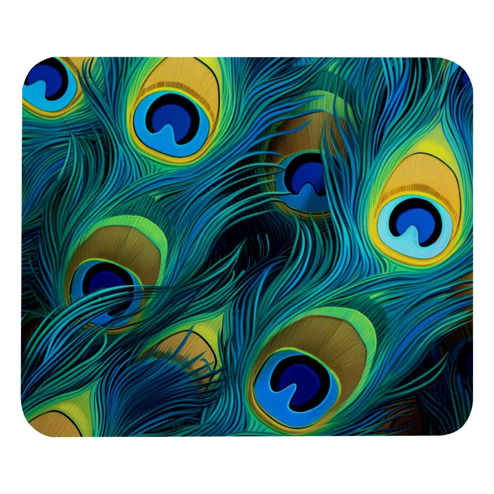 Peacock Feather Mouse Pad, Rubber Base Computer Mouse Pads for Wireless ...