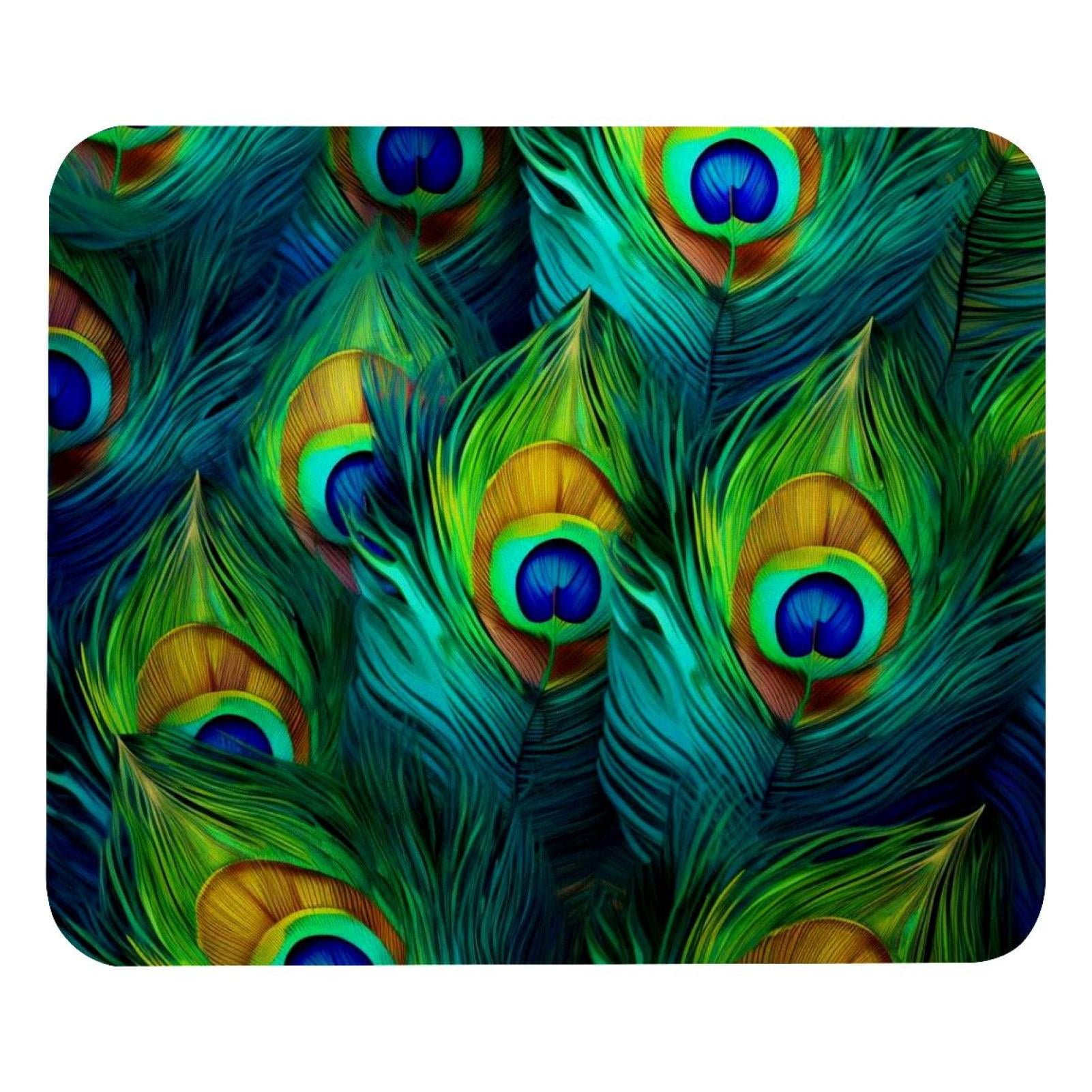 Peacock Feather Mouse Pad, Rubber Base Computer Mouse Pads for Wireless ...
