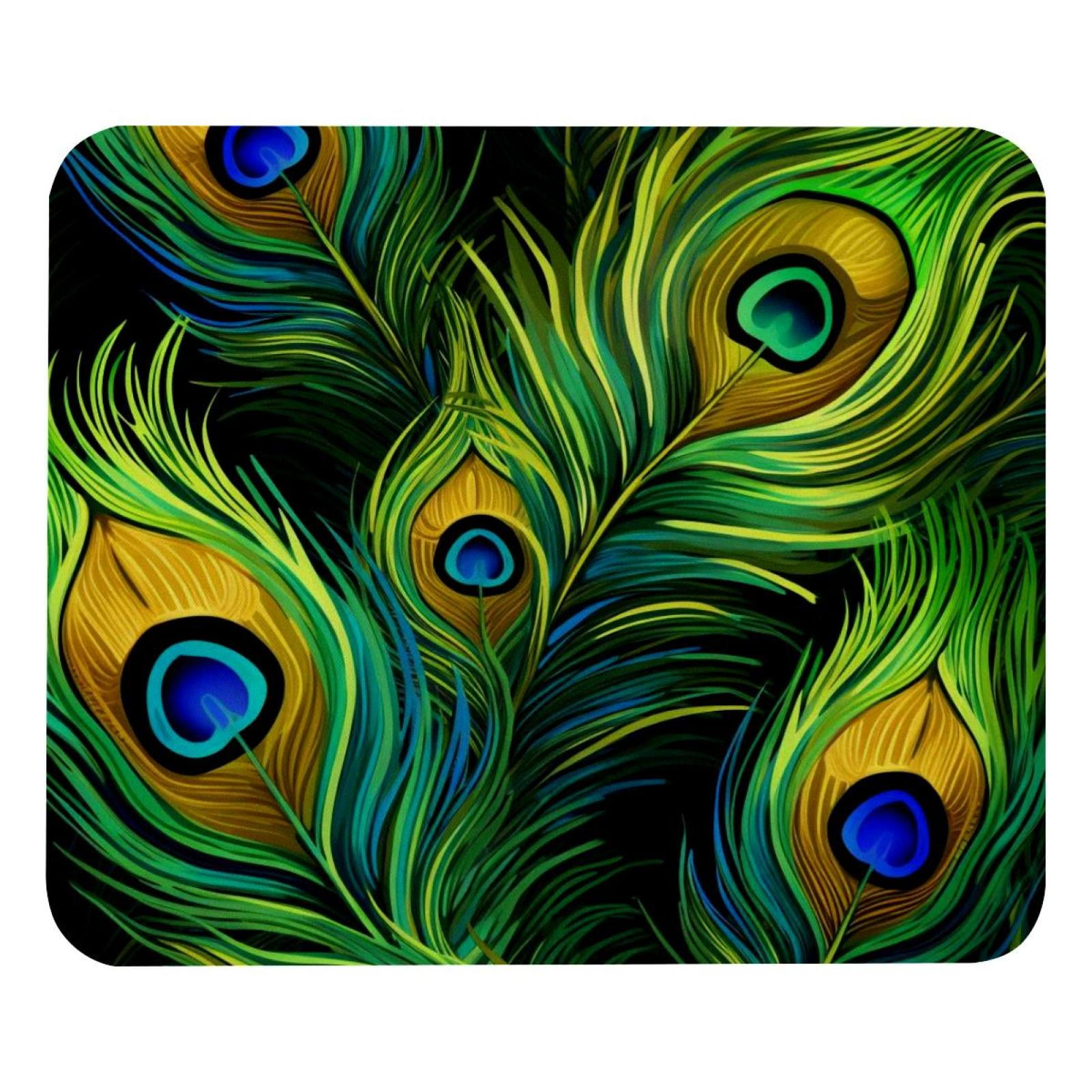Peacock Feather Mouse Pad, Rubber Base Computer Mouse Pads for Wireless ...