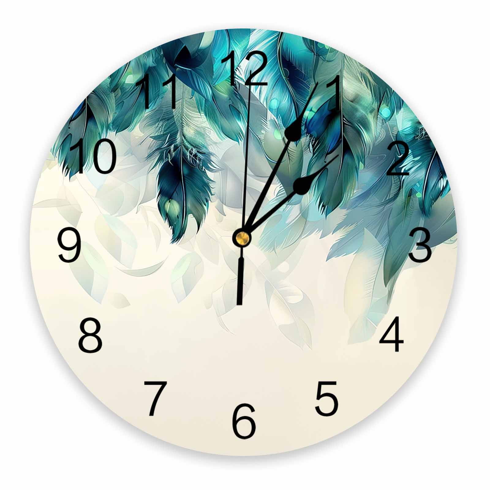Peacock Feather PVC Wall Clock Bedroom ration Wall Clock Modern Design ...