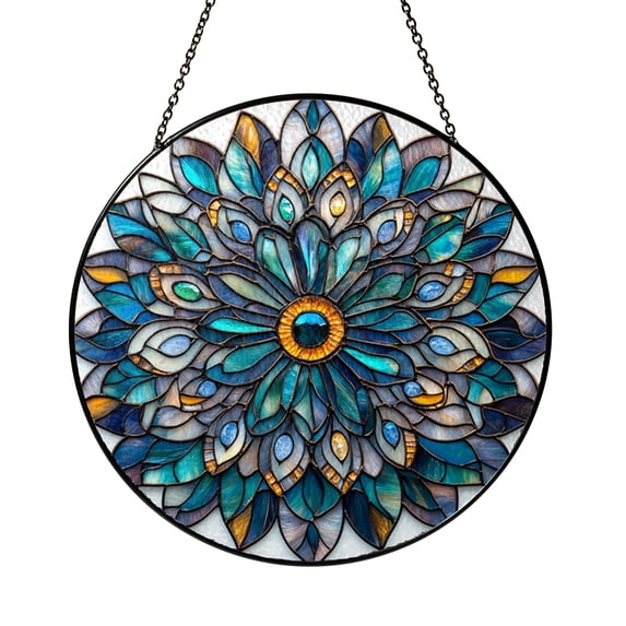 Peacock Feather Pattern Stained Glass Suncatcher Window Hanging ...