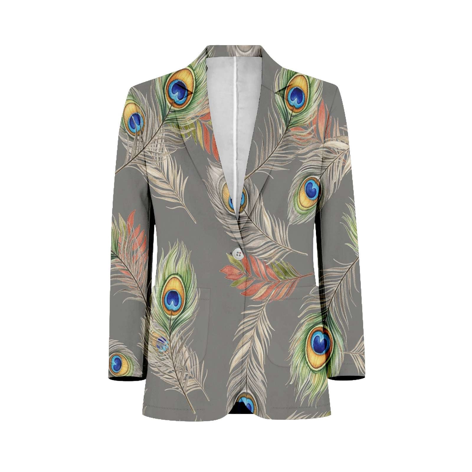 Peacock Feather Print Design Mens Suits Shawl Collar Slim Fit Suit Mens ...
