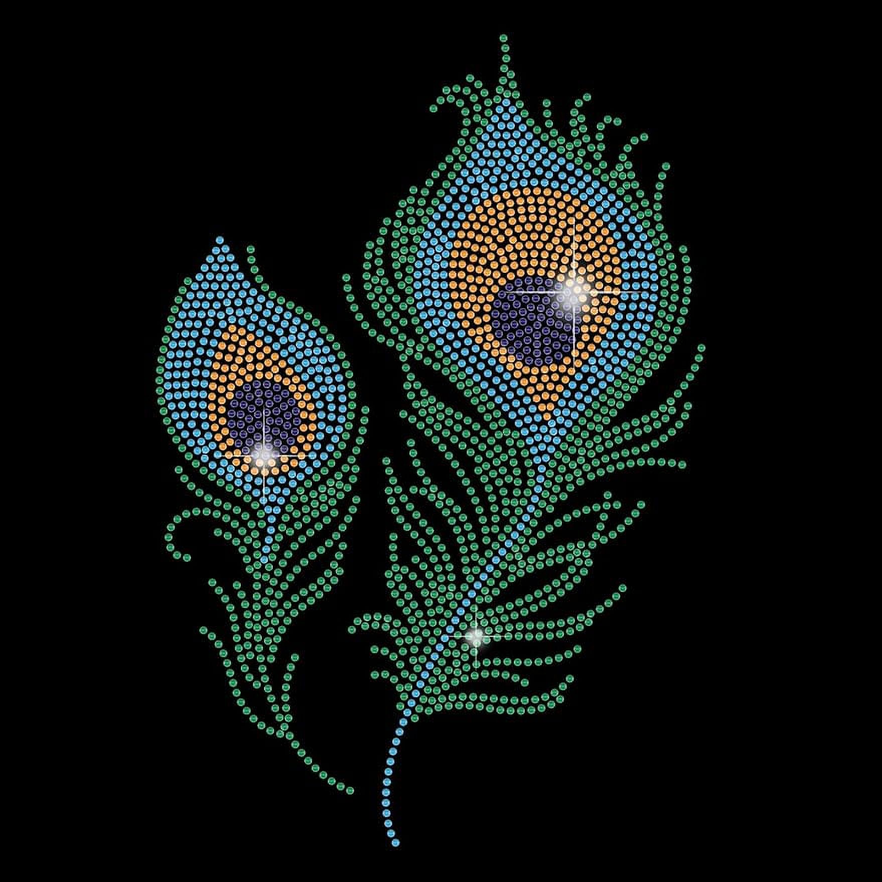 Peacock Feather Rhinestone Transfers Patches Iron on Hotfix Transfer ...
