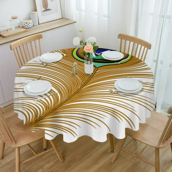 Peacock Feather Round Tablecloths for Dining Table Waterproof Table ...