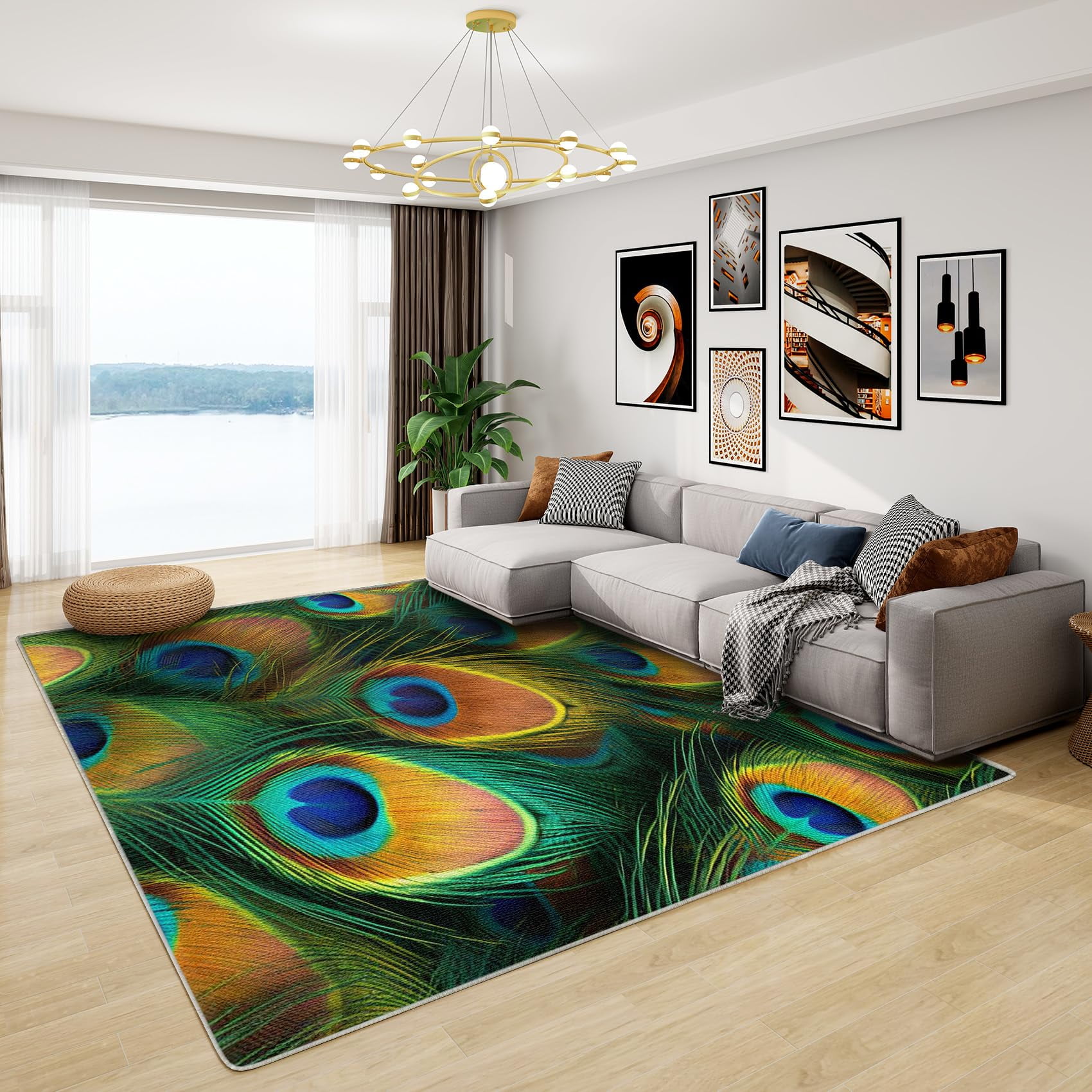 Peacock Feather Rug, Peacock Blue Rugs For Living Room Bedroom ...