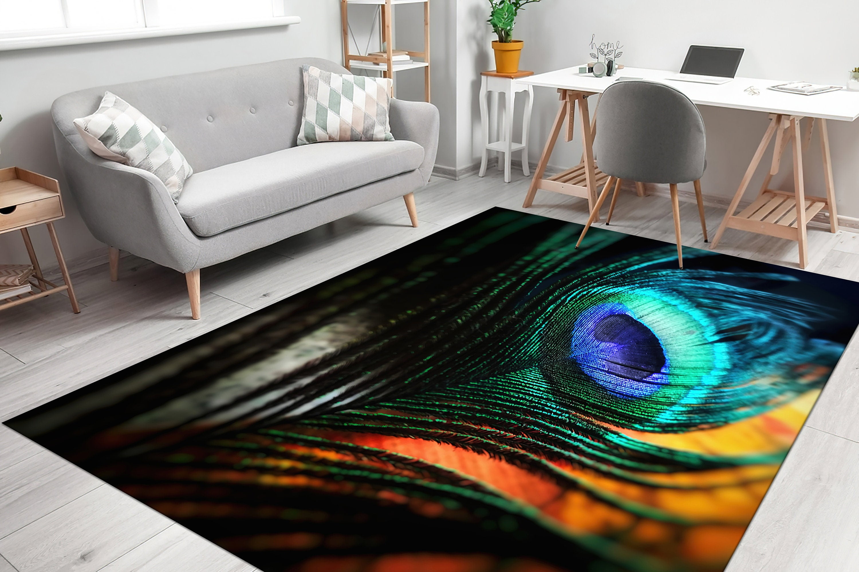 Peacock Feather Rugs, Home Decor Rugs, Decorative Rug, Luxury Rug, Soft ...