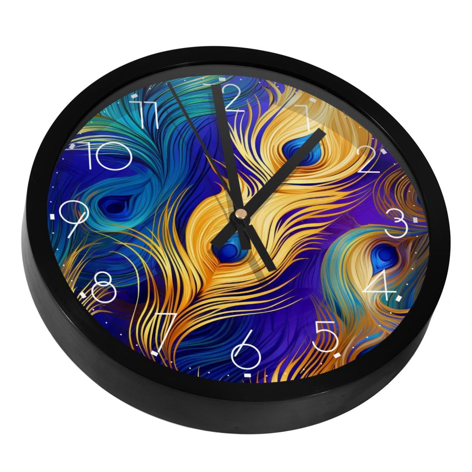 Peacock Feather Silent Wall Clock, Non Ticking Battery Operated 9.8 ...