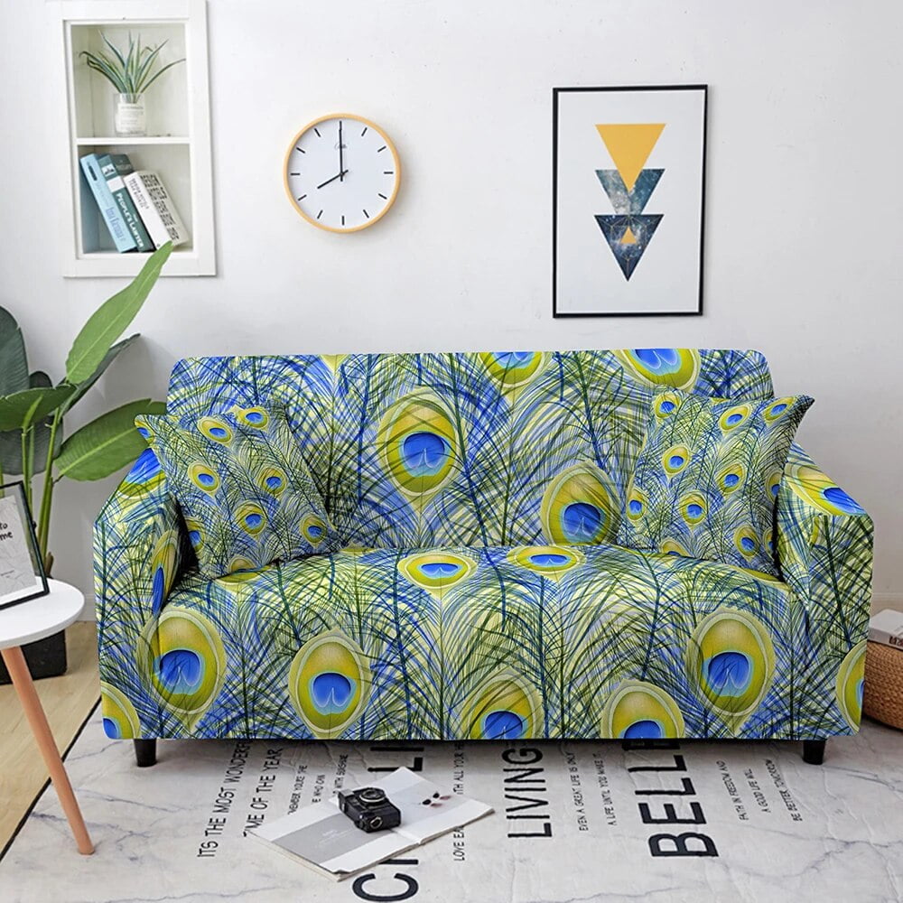 Peacock Feather Sofa Cover For Living Room r Fashion Print Couch Cover ...