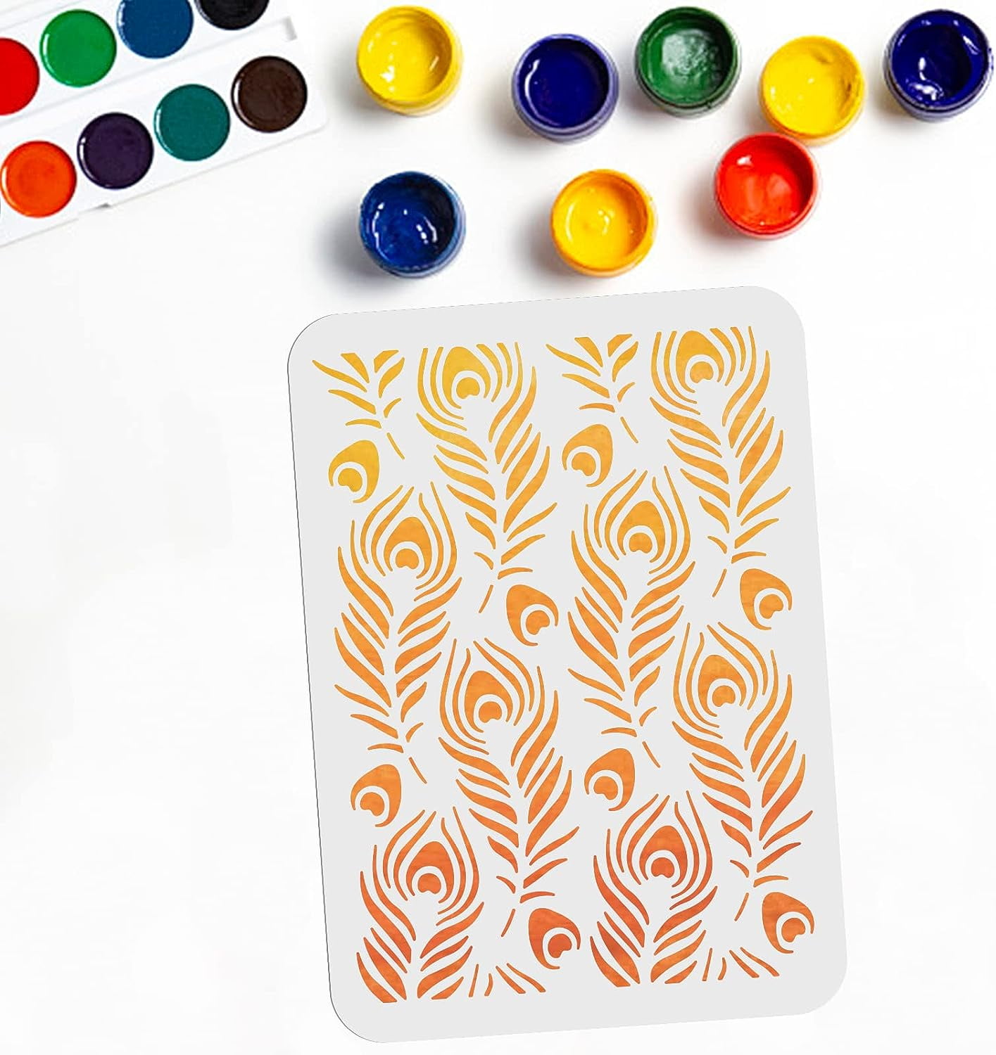 Peacock Feather Stencil 8.3×11.7 Inch Peafowl Bird Tail Feather Display ...