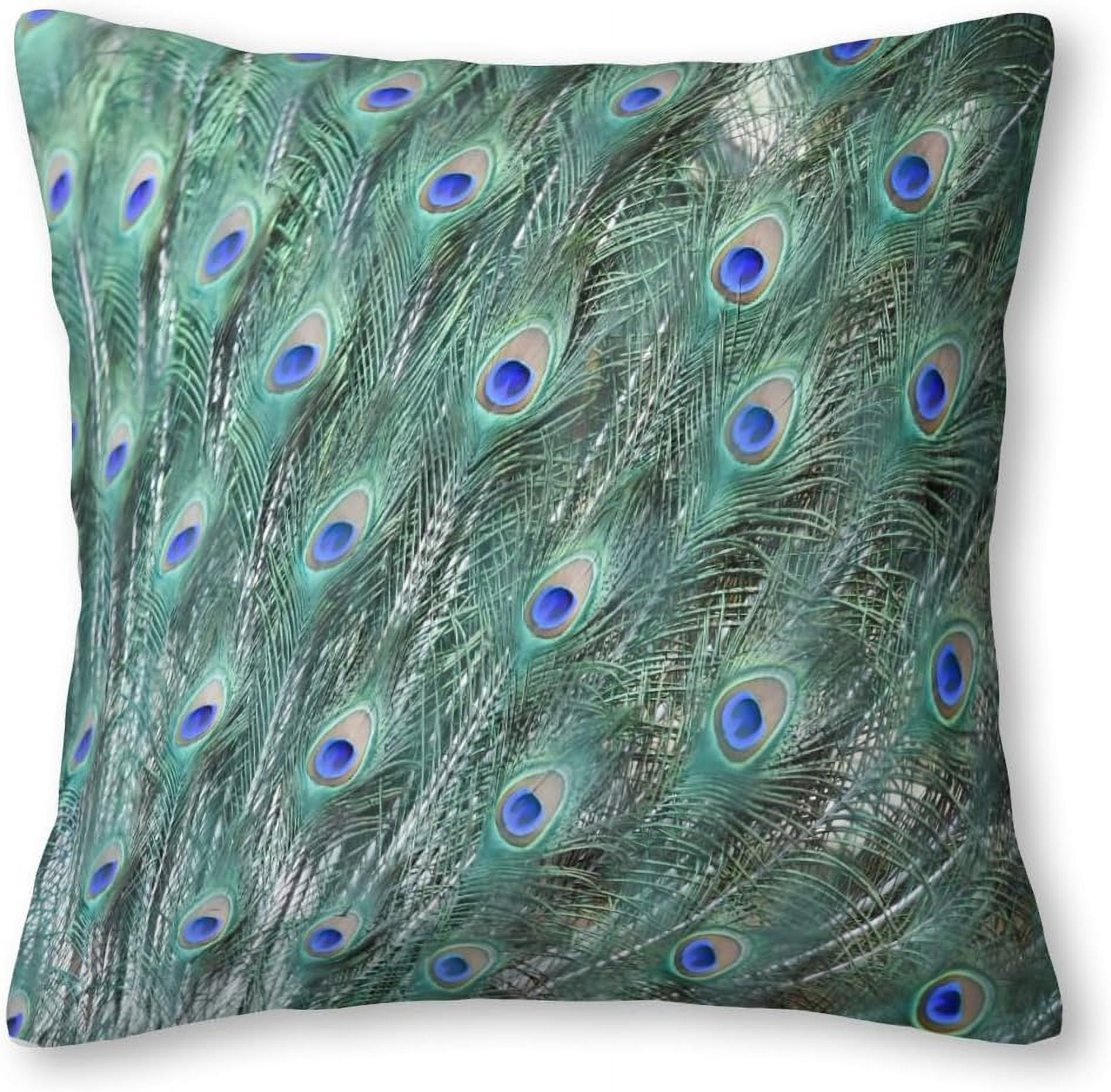 Peacock Feather Tail Velvet Throw Pillow Covers Sofa Pillowcase Car ...